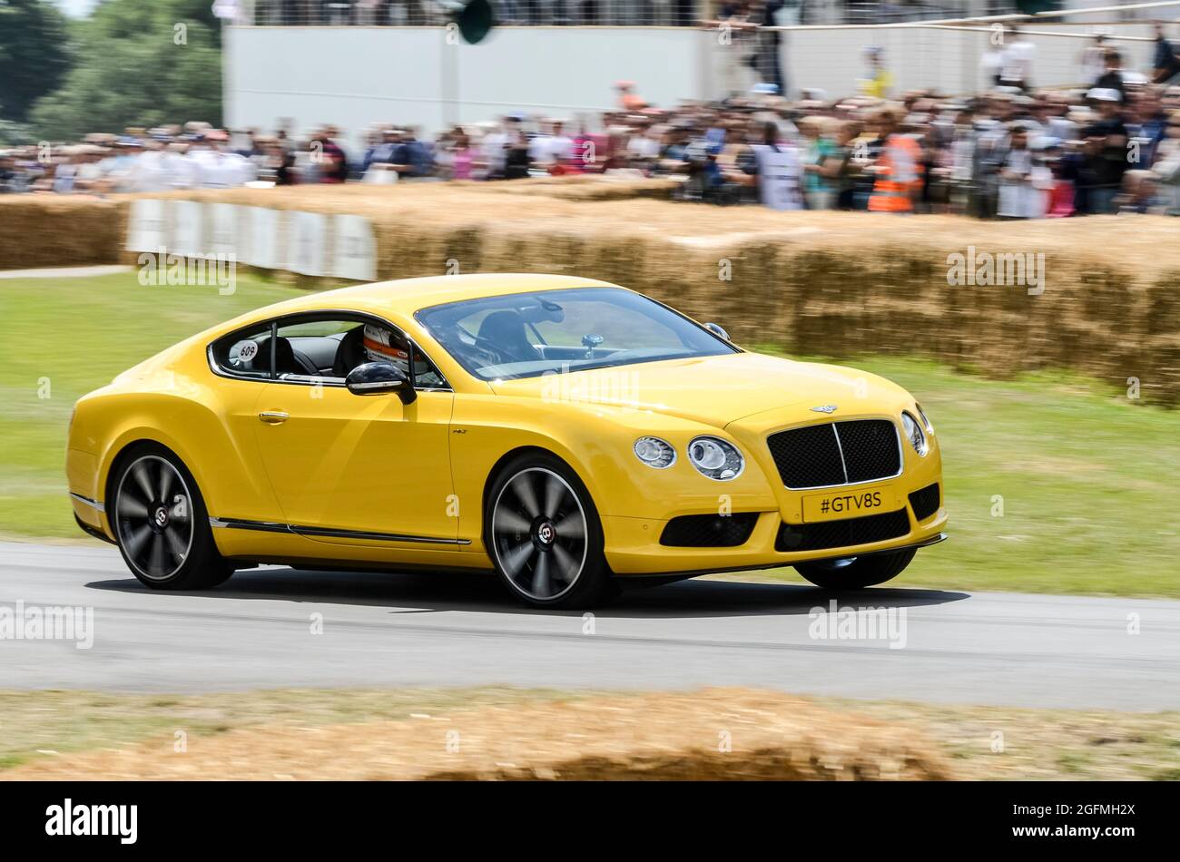 Bentley Continental GT V8 S grand tourer car racing up the hill climb ...