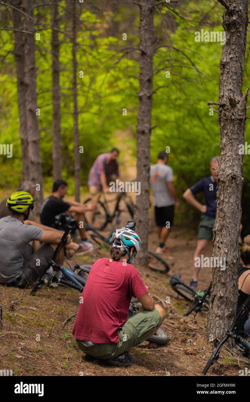 Group of friends are taking a break while enjoying the nature Stock ...