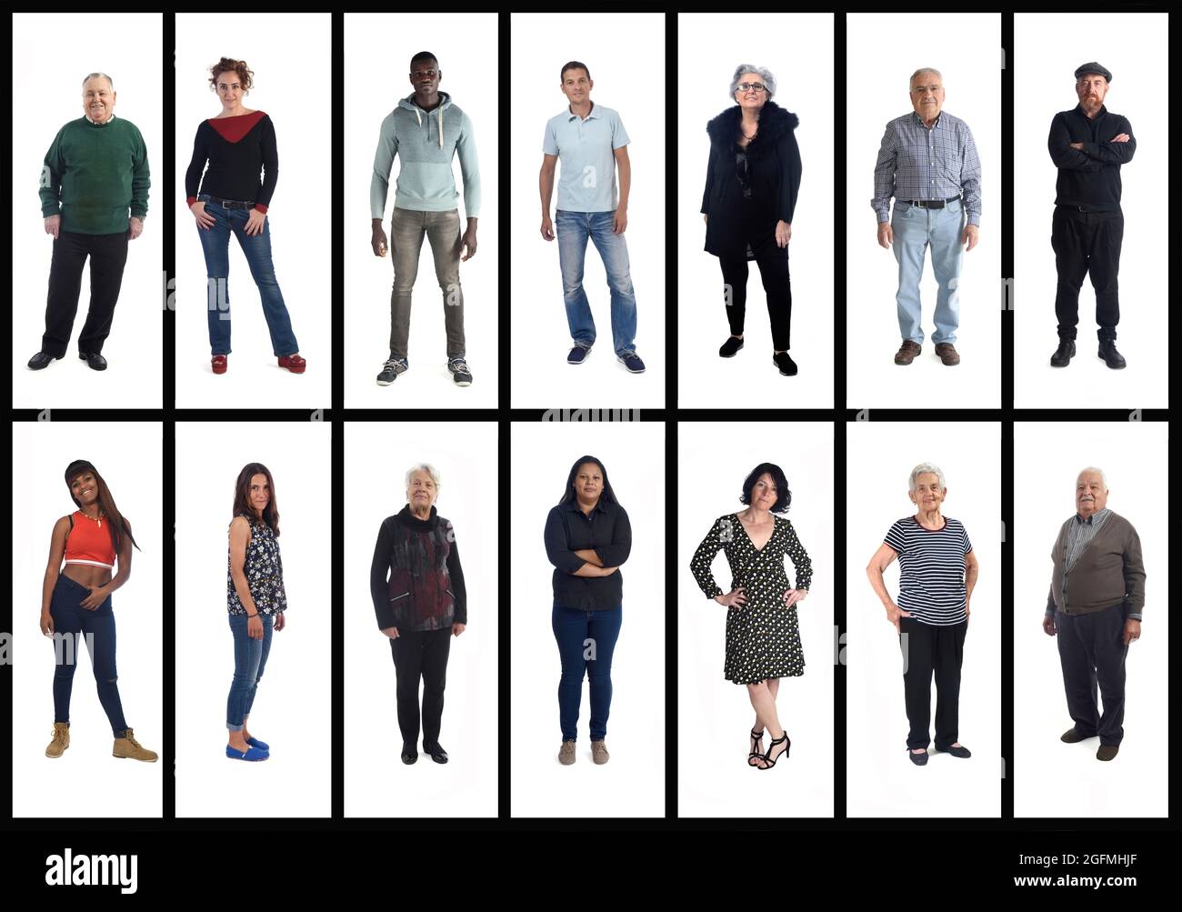 mosaic of people standing looking at camera Stock Photo - Alamy