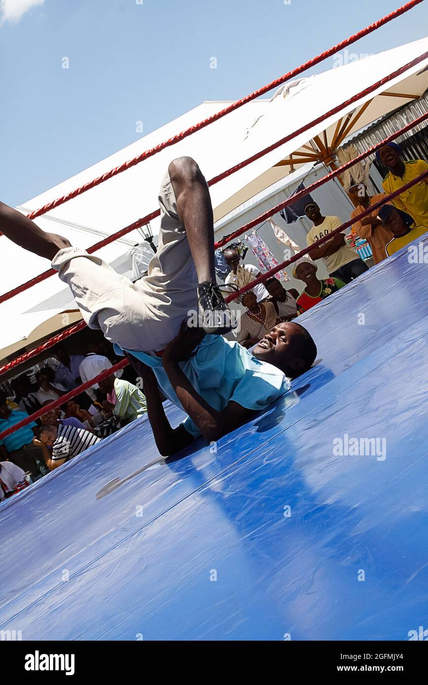 JOHANNESBURG, SOUTH AFRICA - Apr 24, 2019: African male break dancing ...
