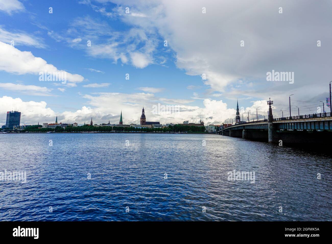 Riga, Latvia - 19 August, 2021: the Daugava River and Akmens Tilts ...