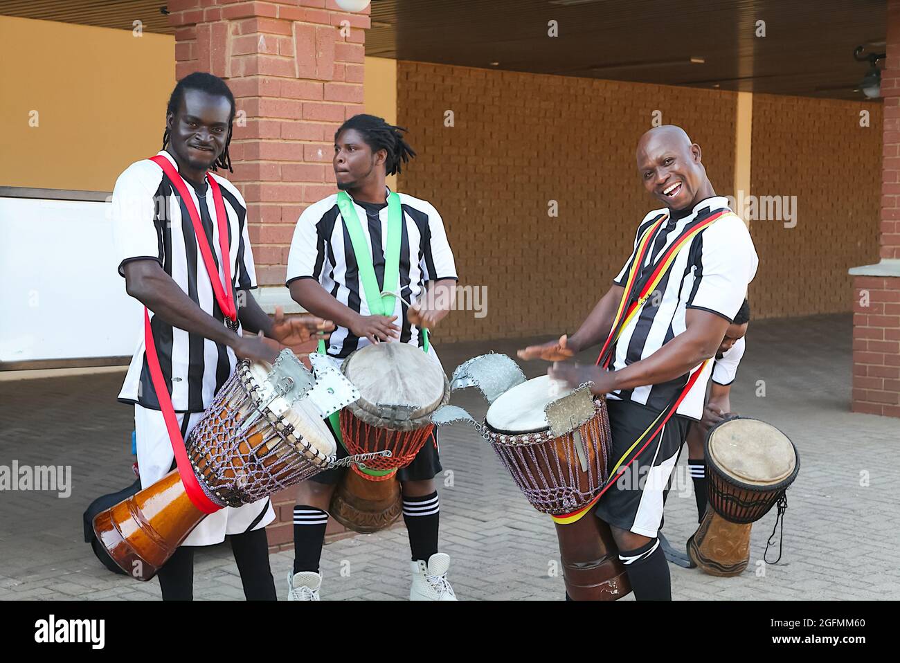 JOHANNESBURG, SOUTH AFRICA - Apr 24, 2019: African drummers playing ...