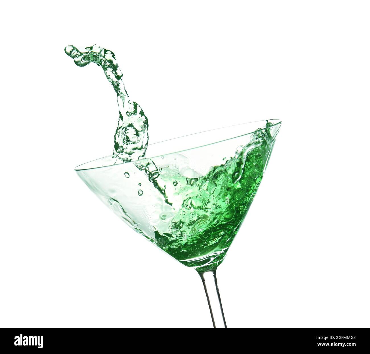 Green cocktail with splash on white background Stock Photo - Alamy