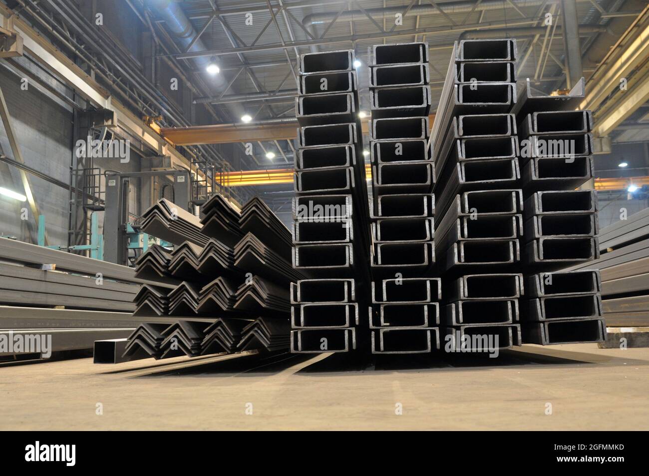 Warehousing in the shop of the factory stock of a corner, channel ...