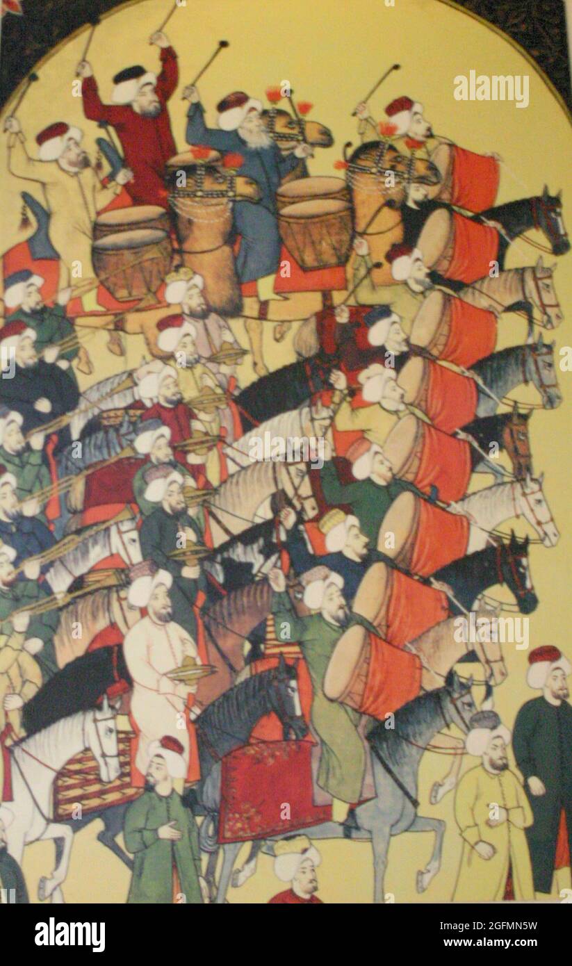 Janissary army and band from vintage ottoman paintings 19th century ...