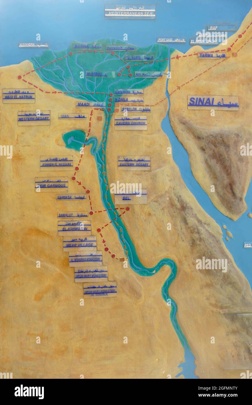 Vertical illustrative vintage map of monasteries in Egypt Stock Photo ...