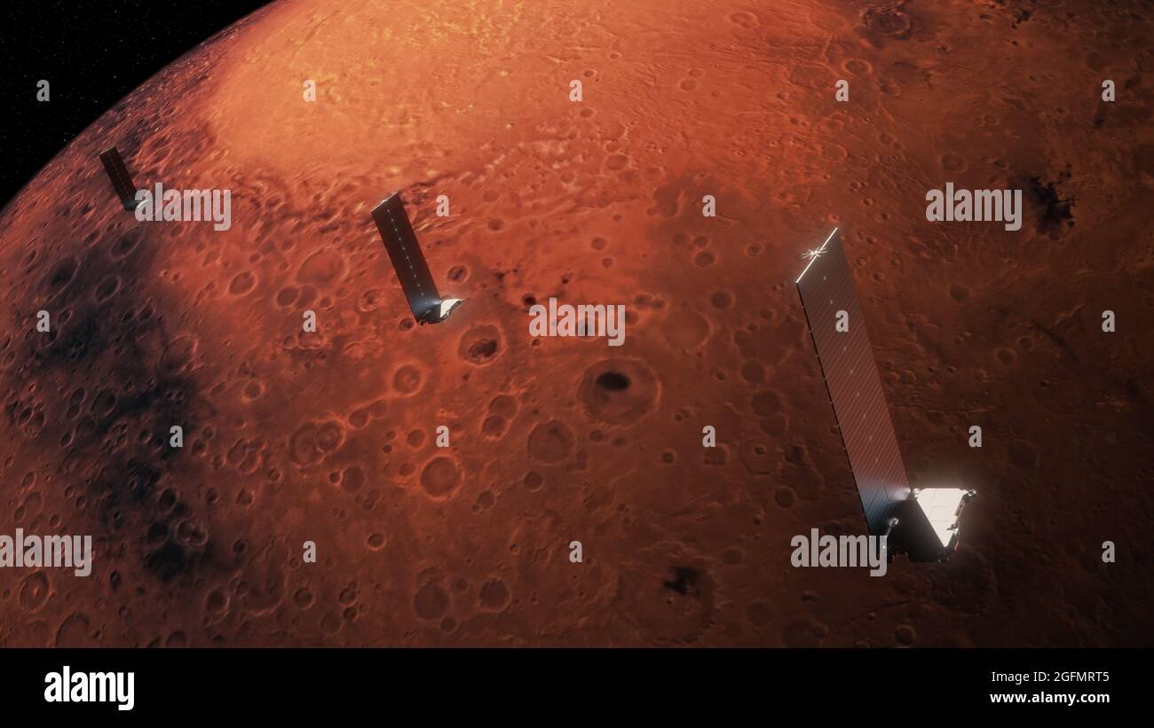 satellites over the mars Stock Photo - Alamy