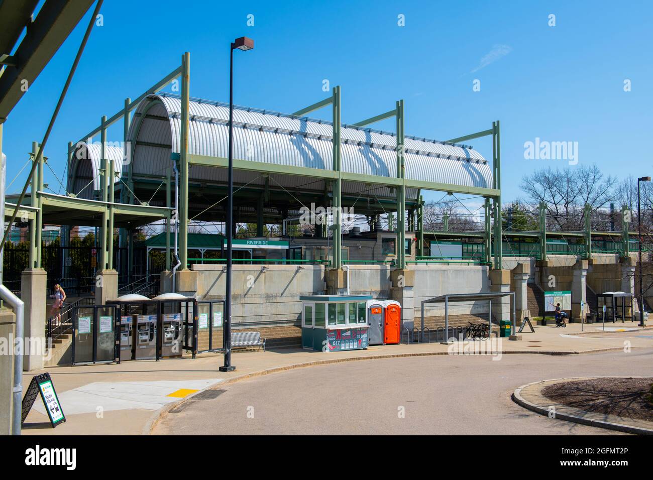 Boston Metro MBTA Green Line Riverside terminal station, Newton ...