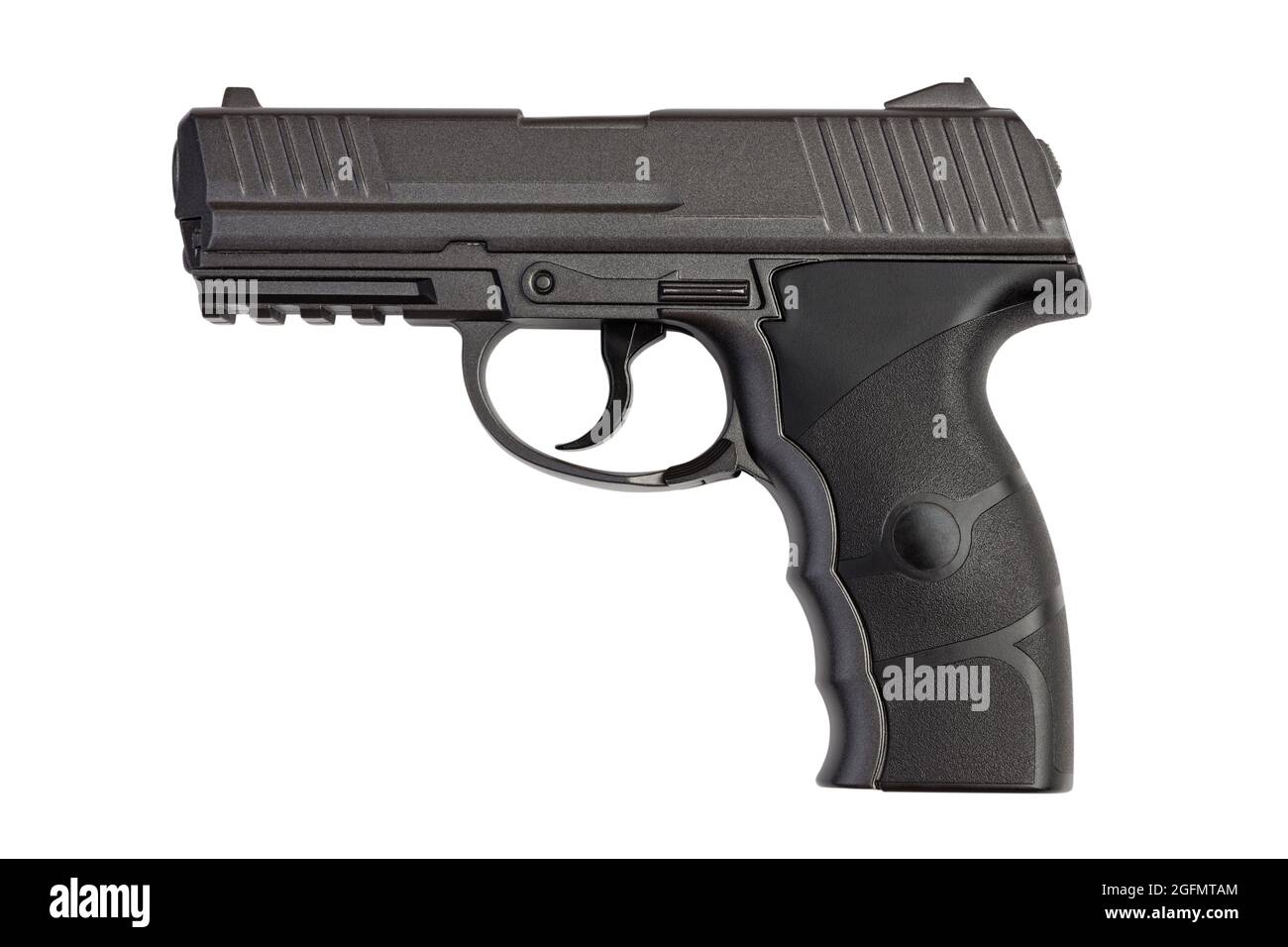 Closeup 9mm hand gun isolated on white background Stock Photo - Alamy