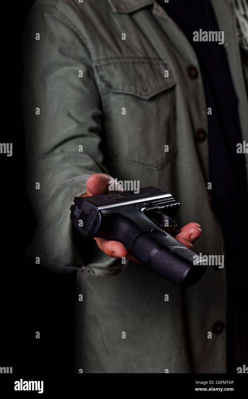 Black security man hi-res stock photography and images - Alamy