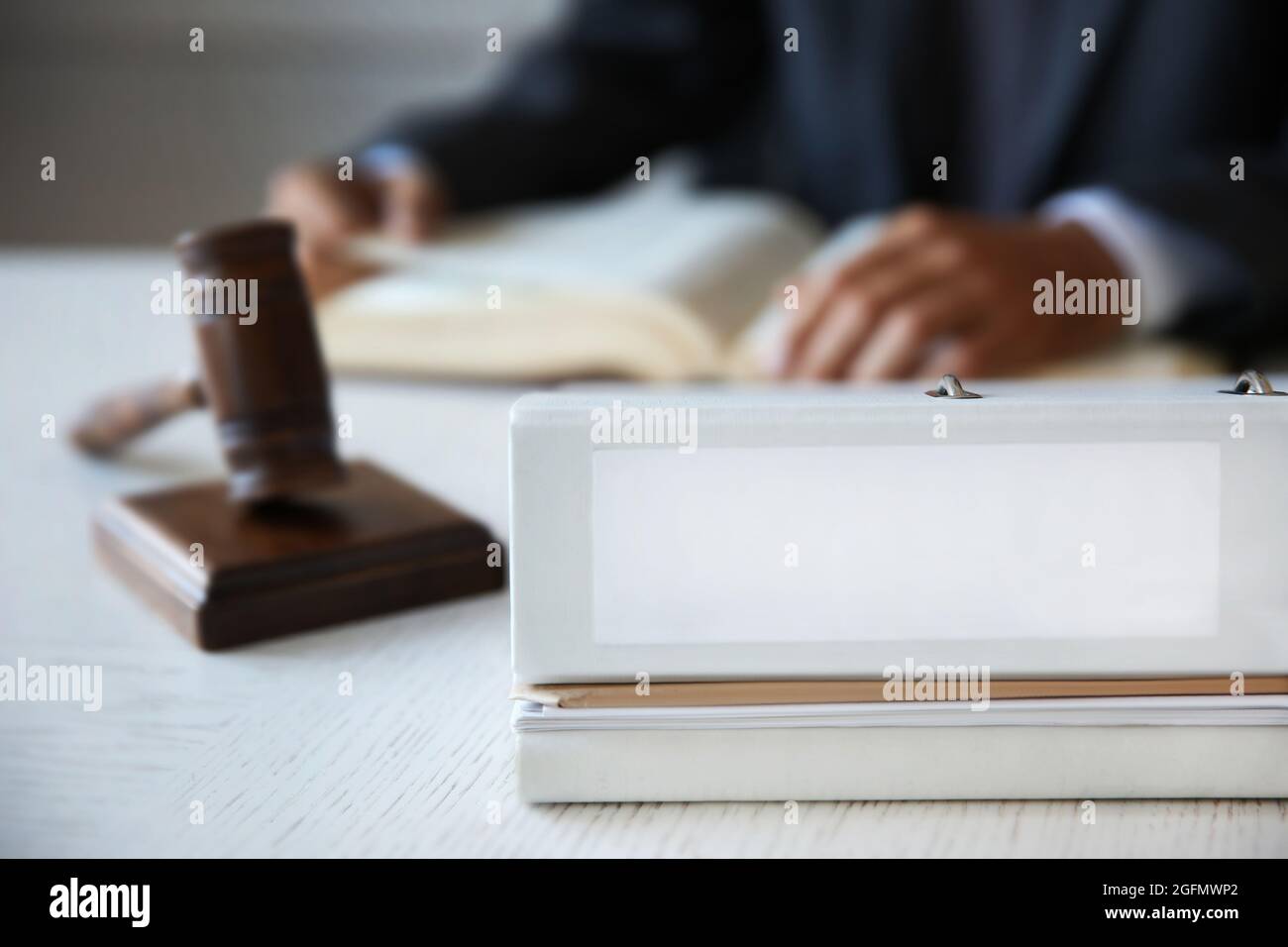 Folder on judge table, closeup Stock Photo - Alamy