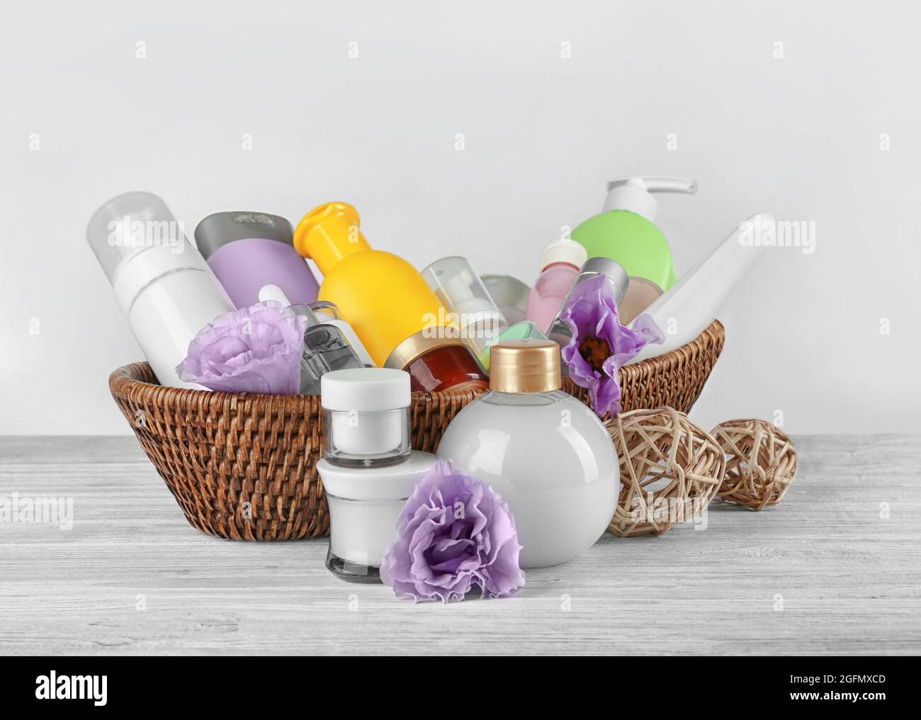 set of body care cosmetics on white background Stock Photo - Alamy