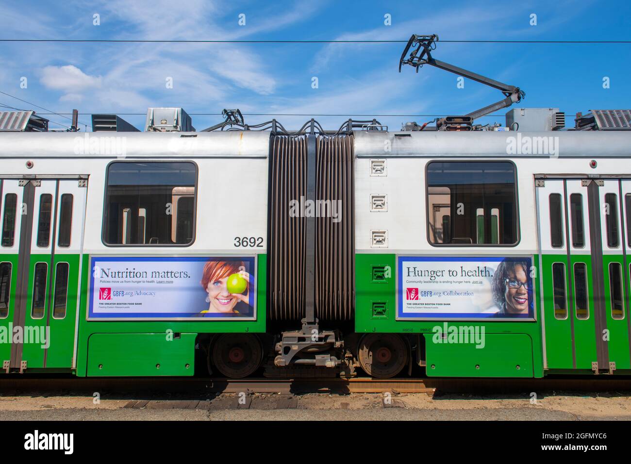 Boston Metro MBTA Kinki Sharyo Type 7 Green Line at Riverside terminal ...