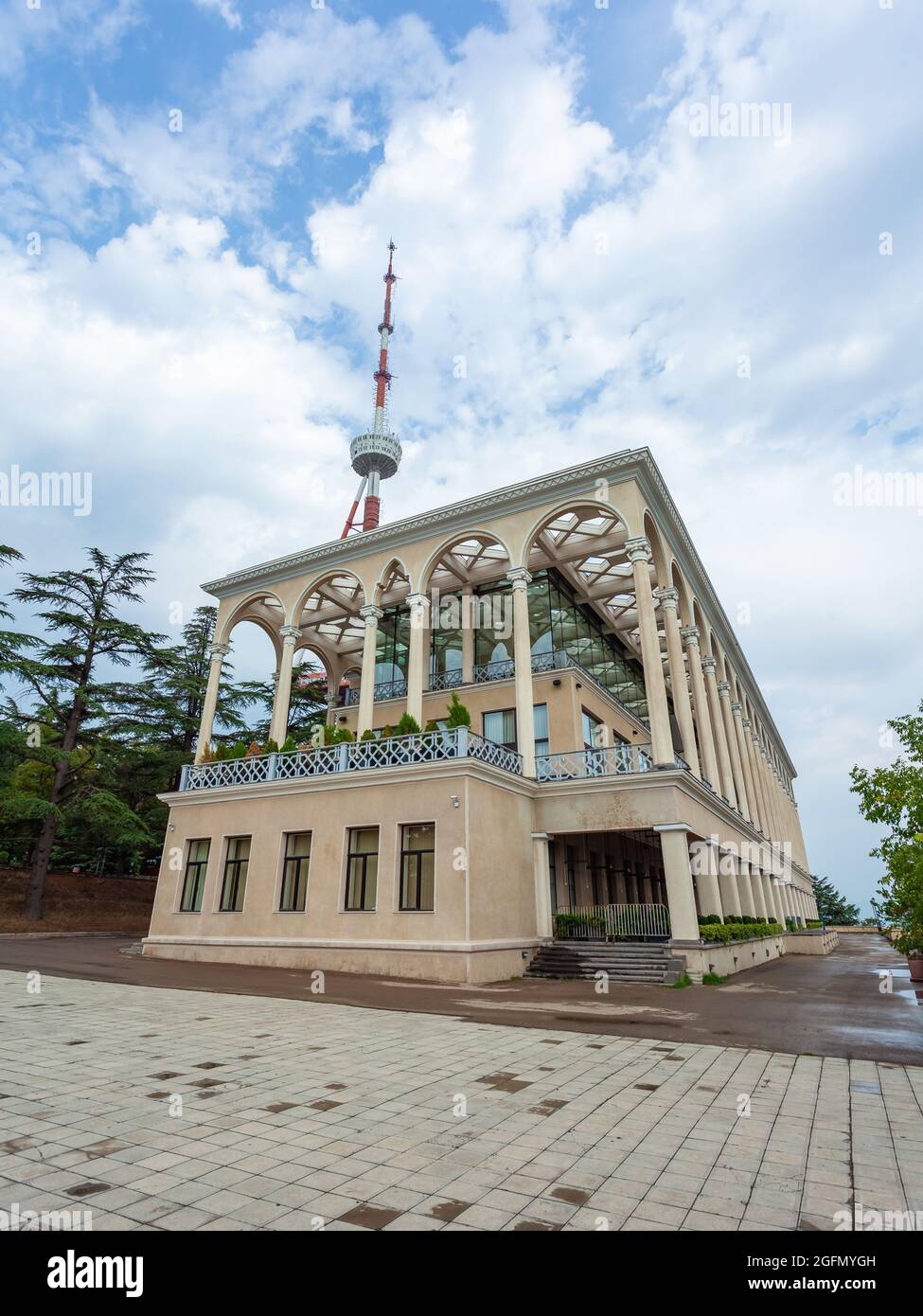 Funicular complex in Mtatsminda Park consisting of restaurants and the ...