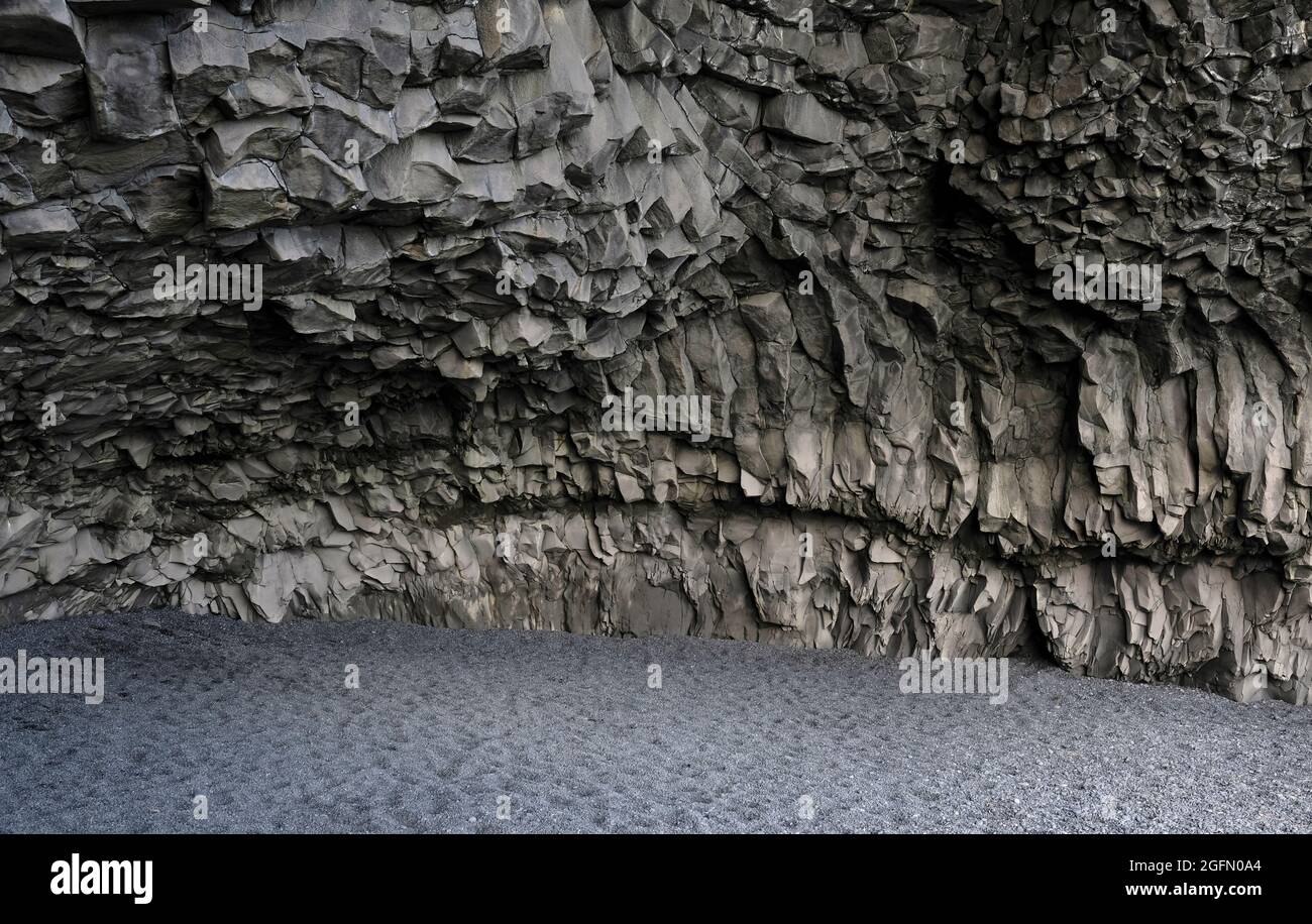 Basalt cave at Reynisfjara Black Beach in Iceland Stock Photo - Alamy