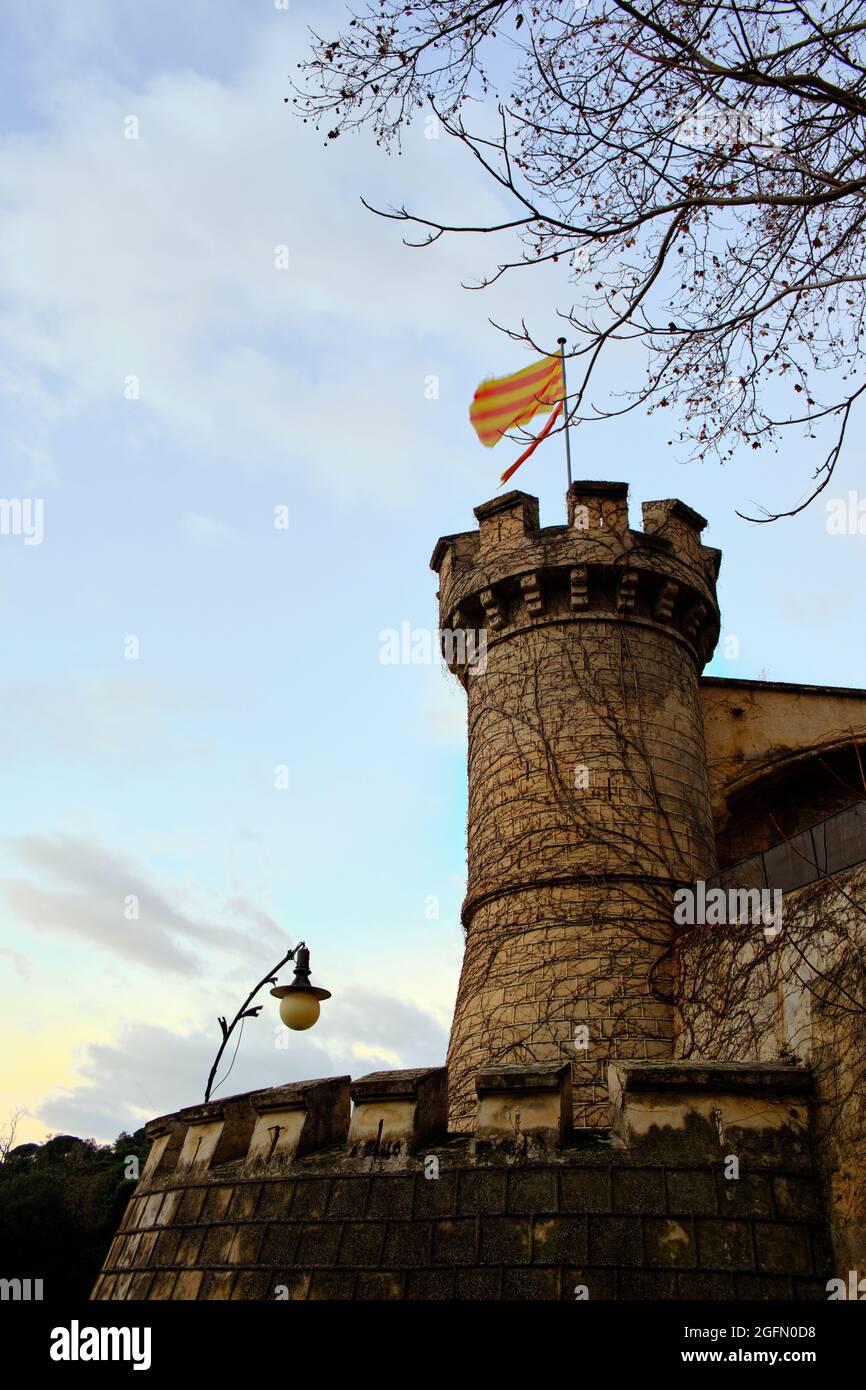 Old manor house converted into a castle of Catalan architecture. At the ...