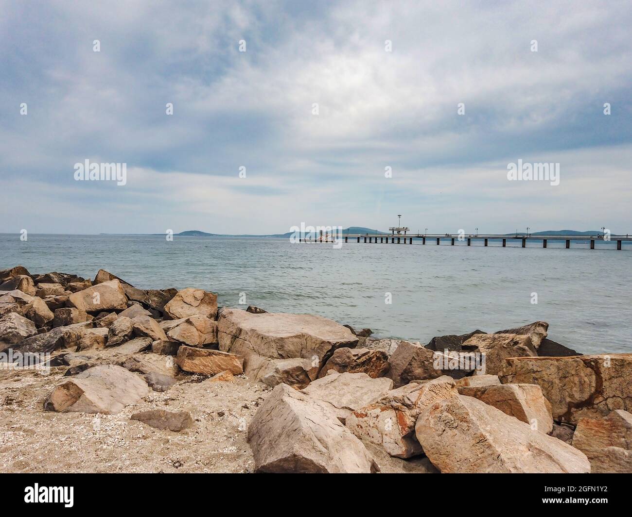 Beautiful panoramic view of Burgas Pier.Burgas is one of the most ...