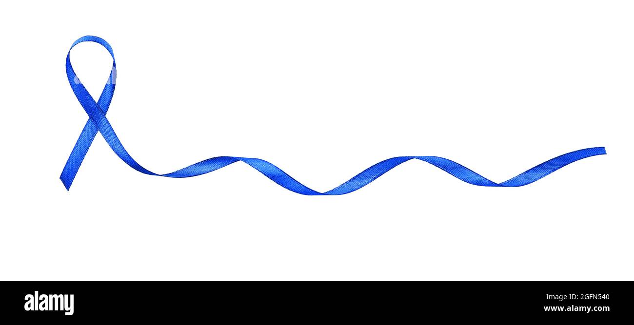 Colon cancer awareness concept. Blue ribbon isolated on white Stock ...