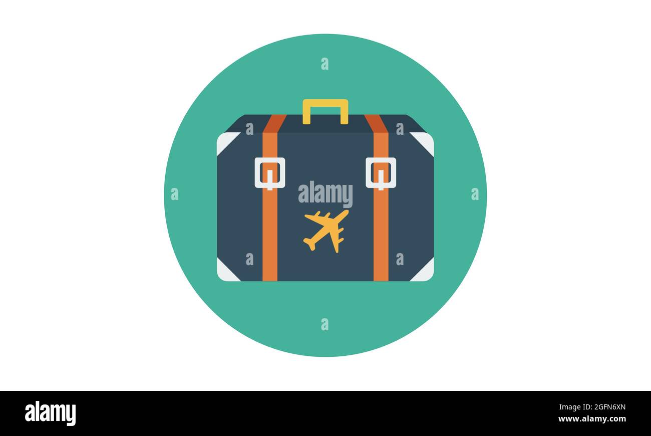 Travel luggage suitcase icon. Color illustration. Contour symbol Stock ...