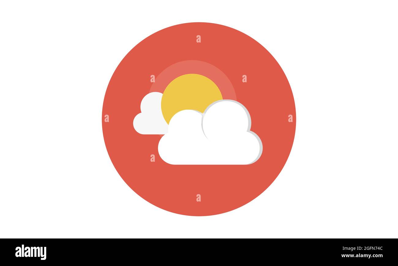 Sun and cloud for cloudy and overcast weather colorful icon symbol ...