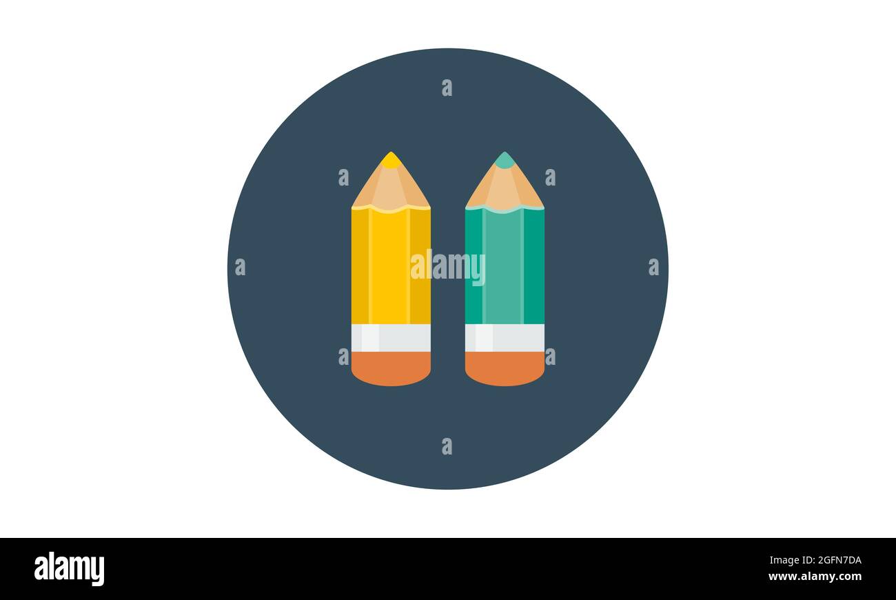 Colored pencils icon, flat style drawing symbol Stock Vector Image ...