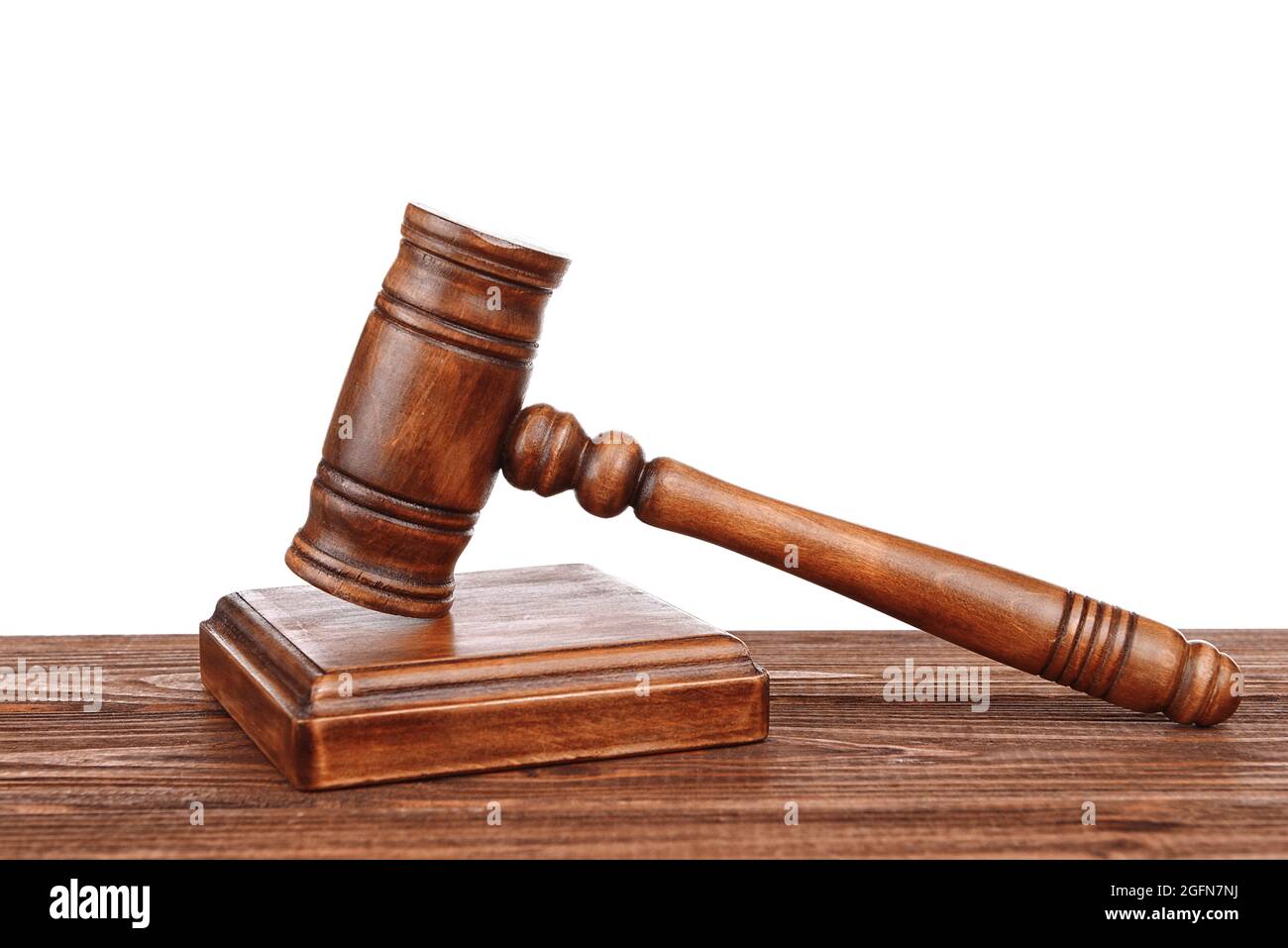 Judge's gavel with sound block on white background Stock Photo - Alamy