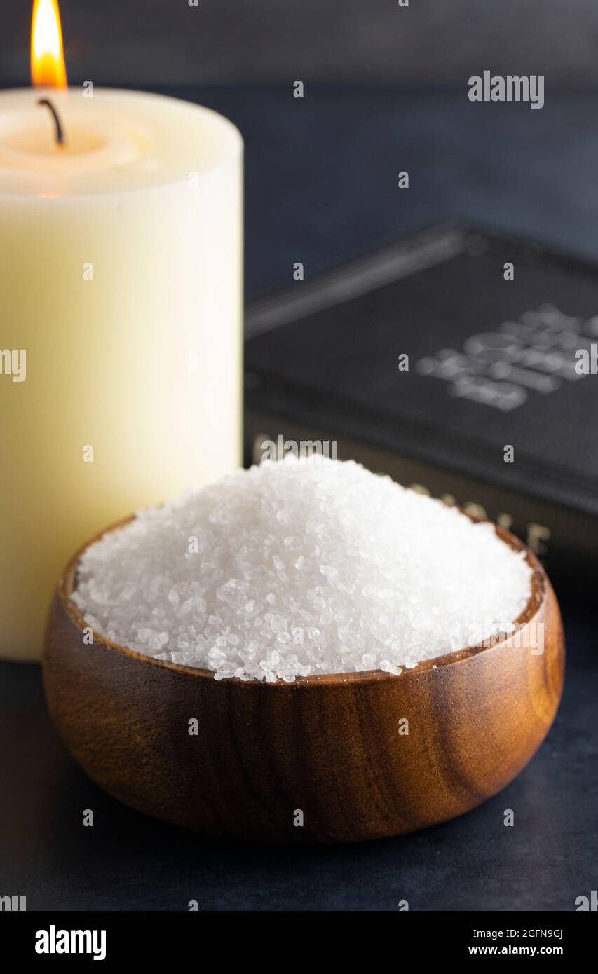 Salt and Light on a Dark Background Illustrating Jesus teaching from ...