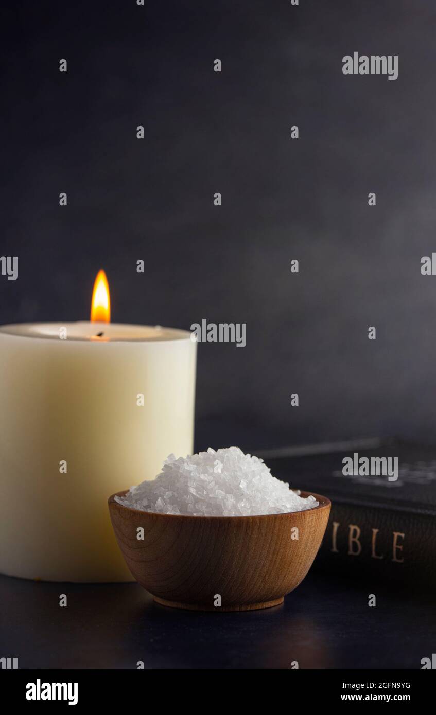 Salt and Light on a Dark Background Illustrating Jesus teaching from ...