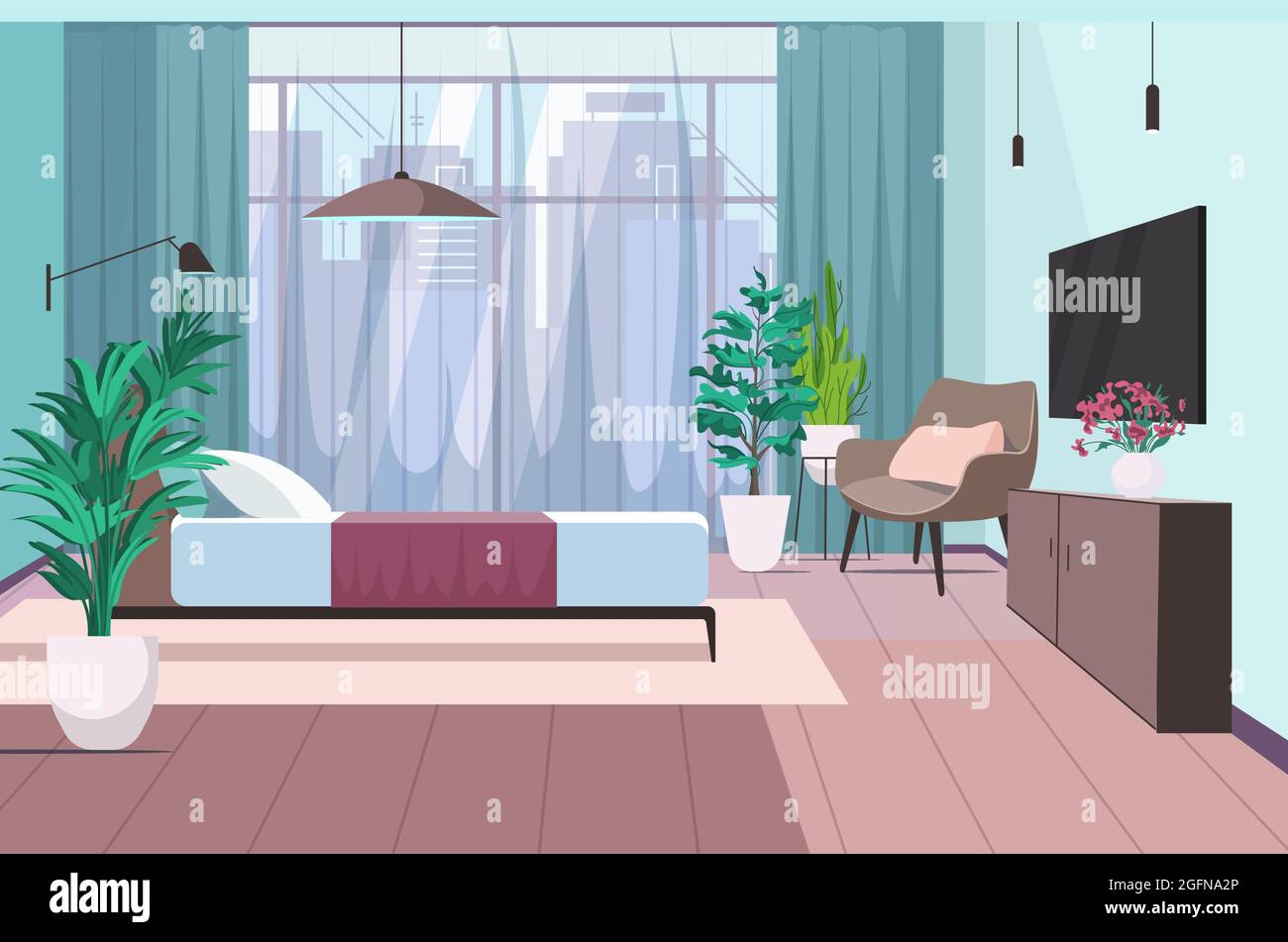 modern bedroom interior empty no people house room with furniture ...