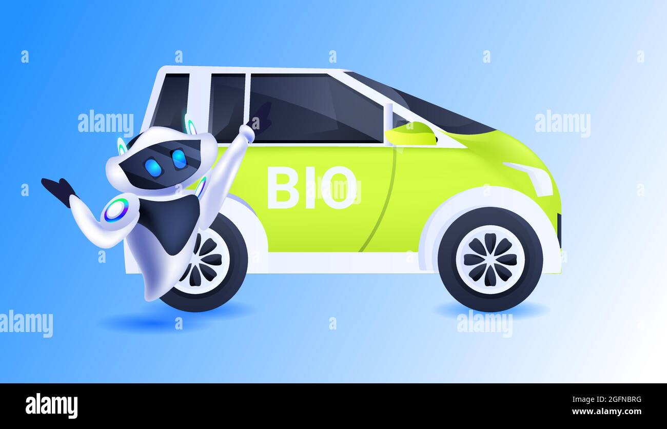 environmentally friendly robot with eco car modern robotic character ... environmentally friendly robot with eco car modern robotic character ...