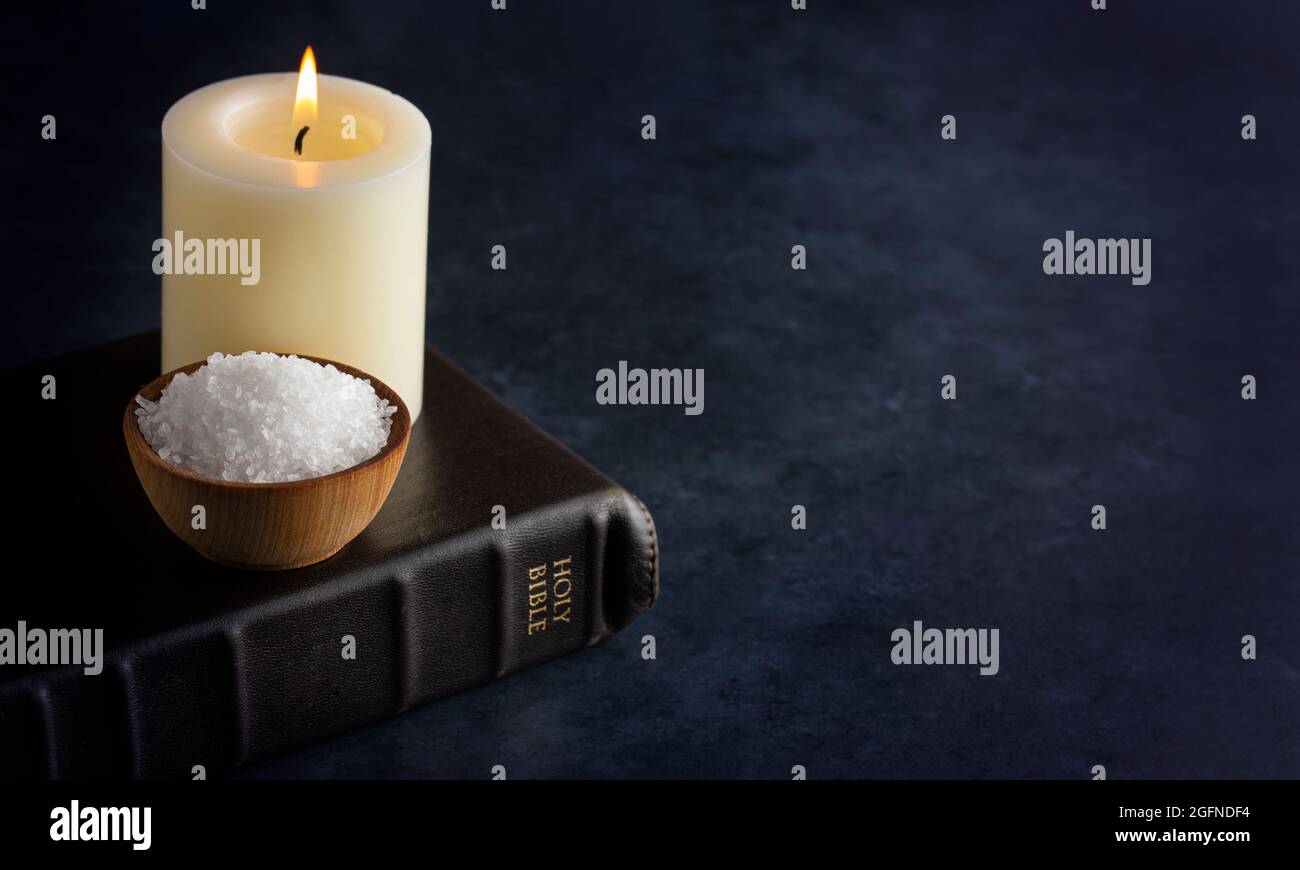 Salt and Light on a Dark Background Illustrating Jesus teaching from ...