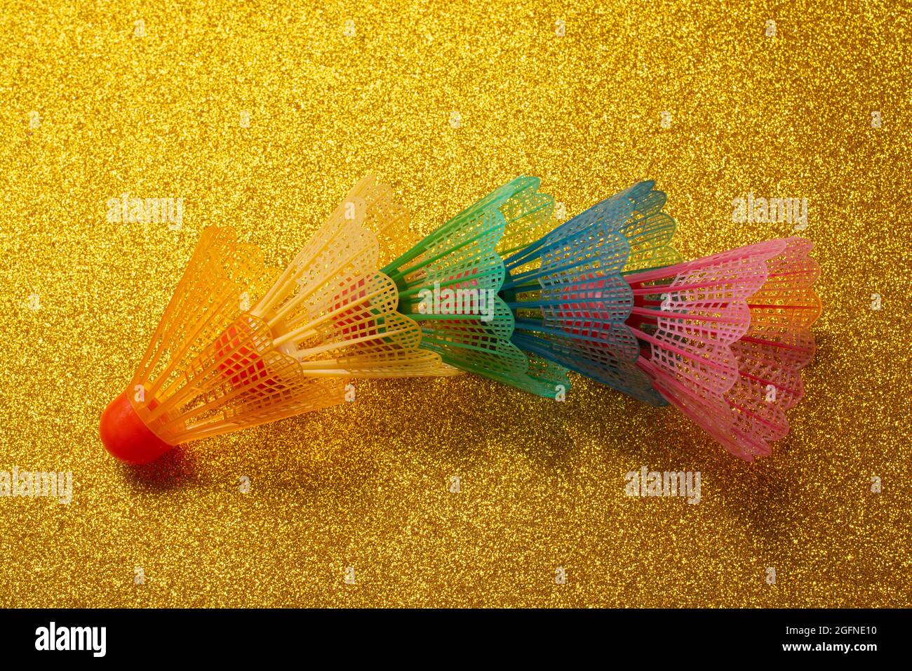 Colorful feather shuttlecock Sports equipment for badminton game Stock ...