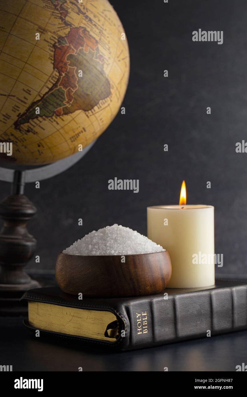 Salt and Light on a Dark Background Illustrating Jesus teaching from ...