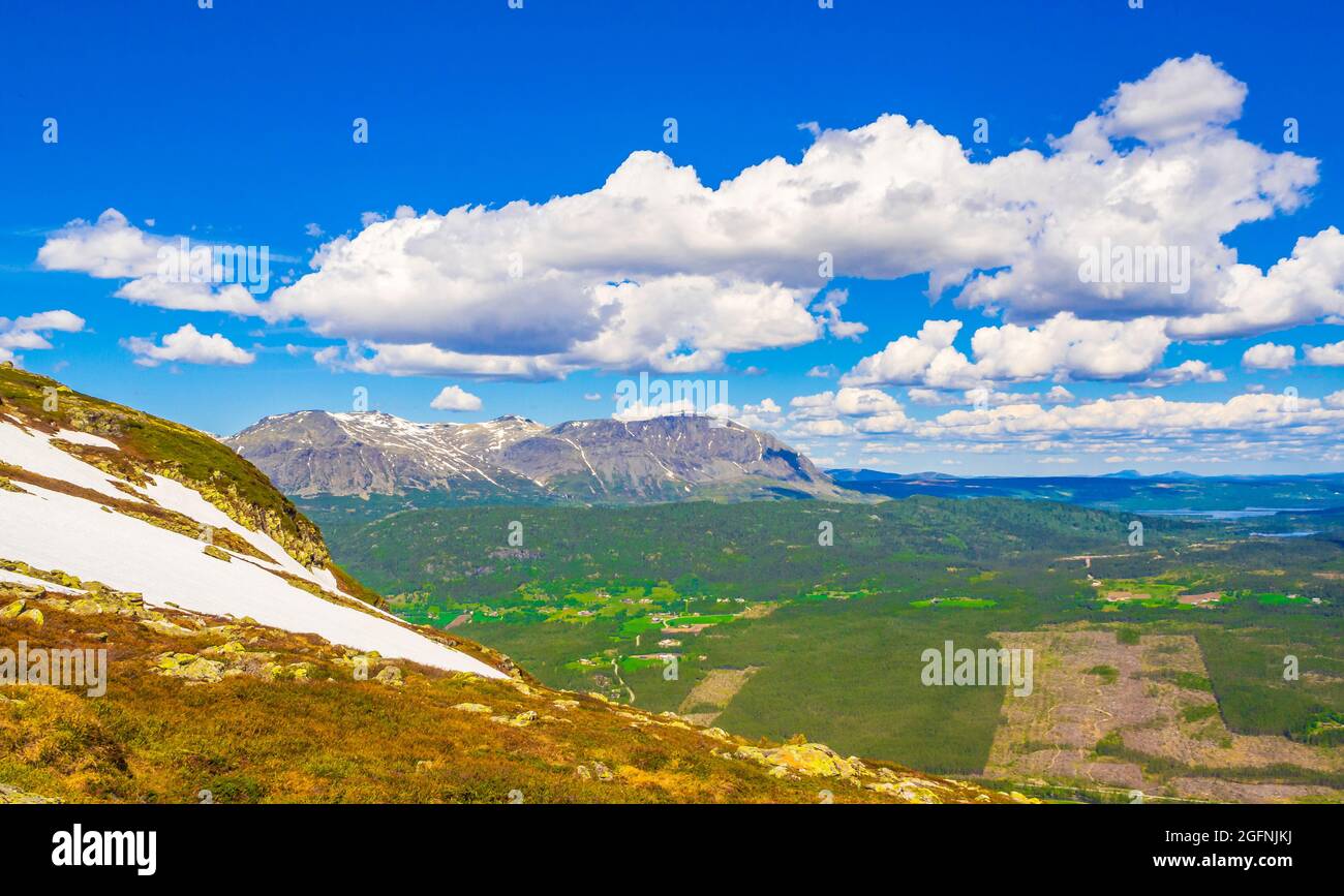 Beautiful valley landscape panorama Norway of Hydalen Hemsedal with ...