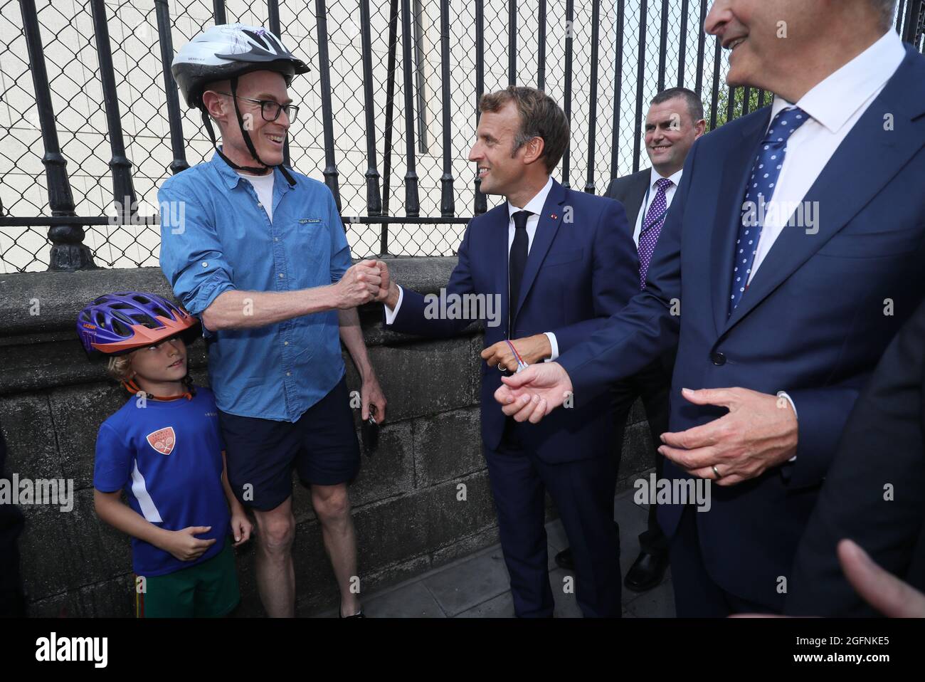 French President Emmanuel Macron with Taoiseach Micheal Martin meet the ...