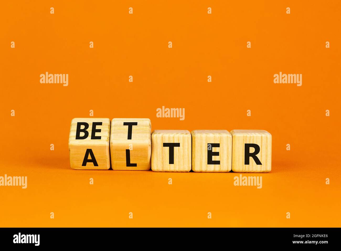 Alter or better symbol. Turned wooden cubes and changed the word 'alter ...