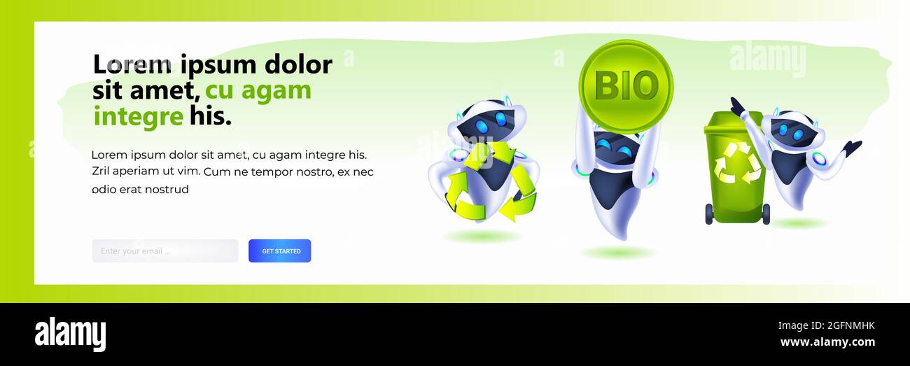 robots with recycle waste symbol green arrows logo artificial ...