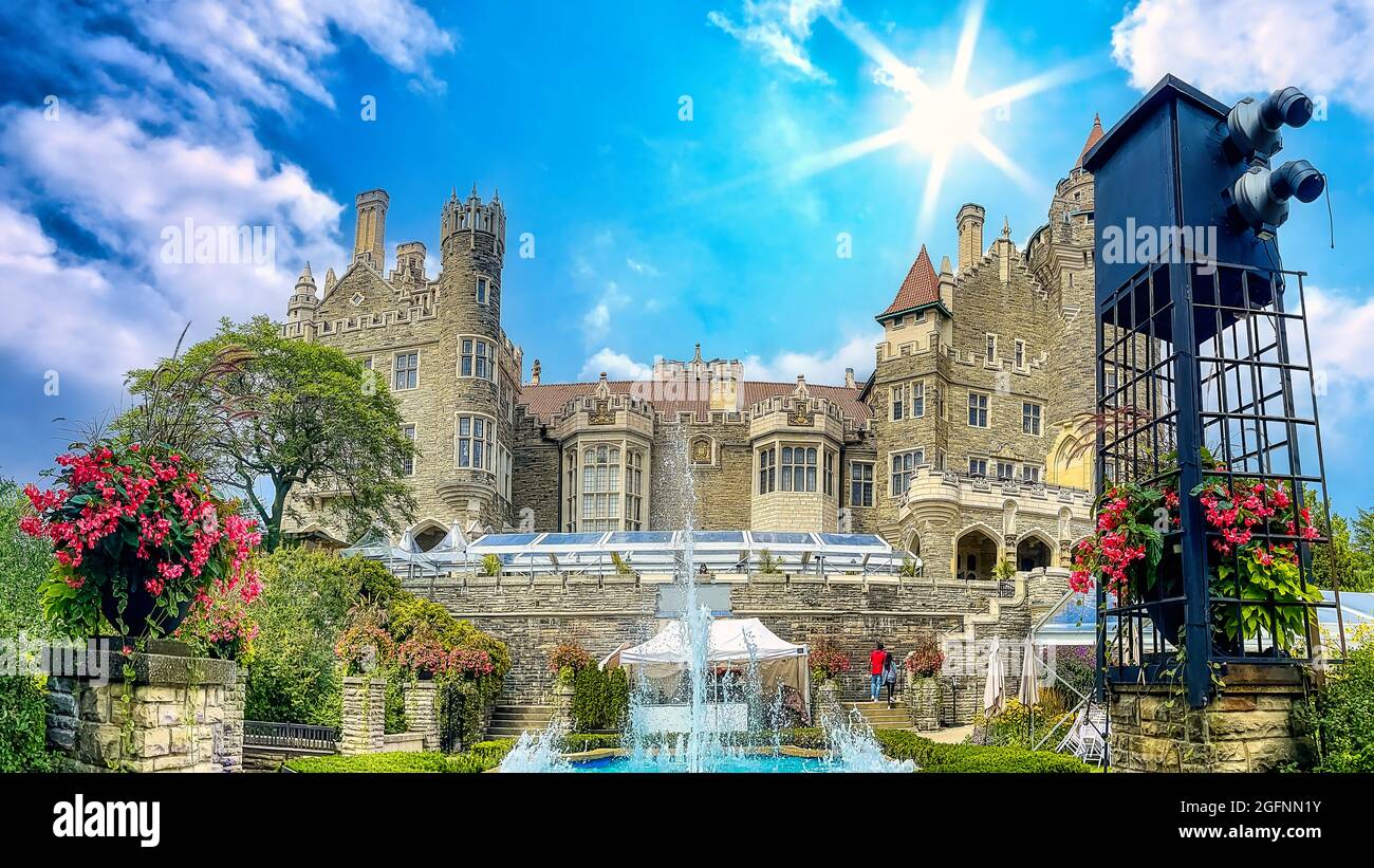 Exterior walls architecture of Casa Loma. Casa Loma is a Gothic Revival ...
