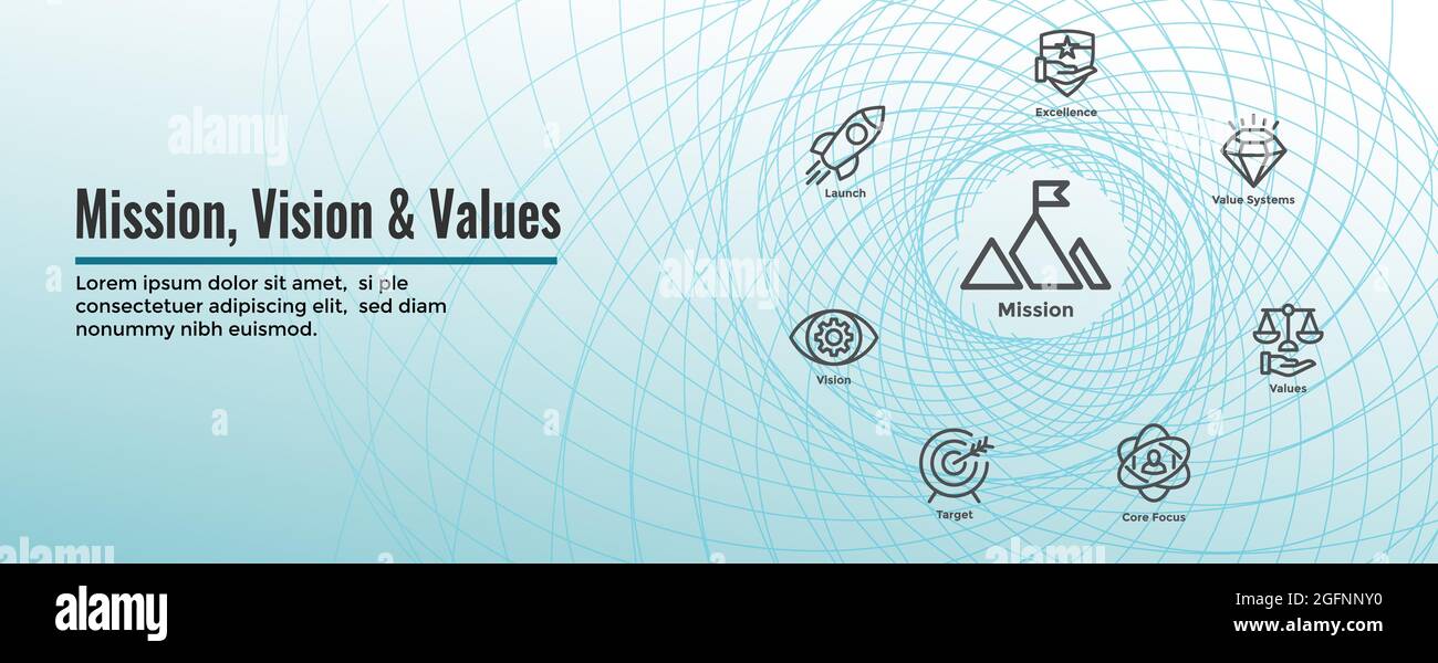 Mission Vision and Values Web Header & Icon Set Stock Vector Image ...