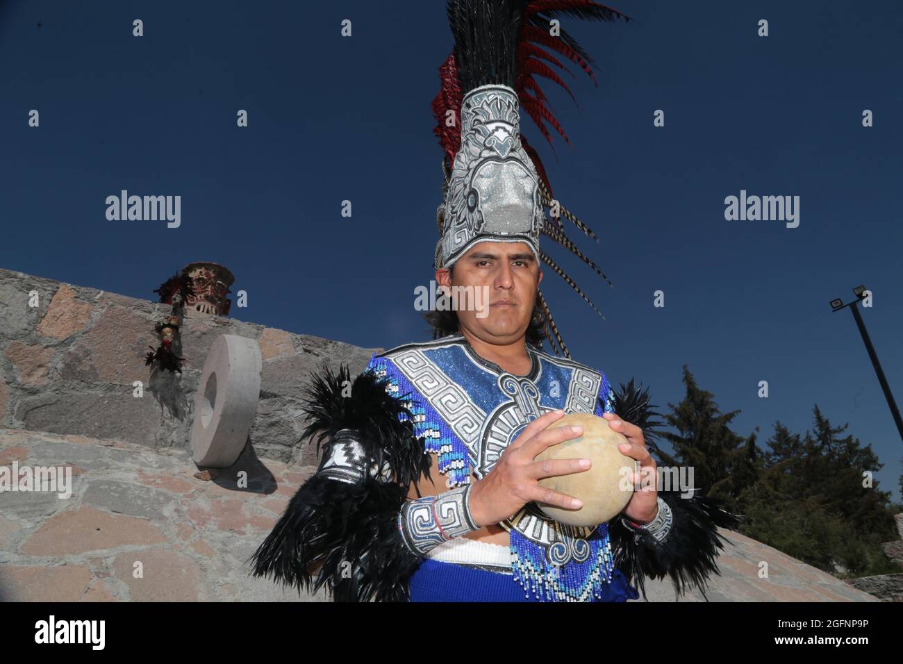 Non Exclusive: TEOTIHUACAN, MEXICO - AUGUST 26: A man poses dressed as ...