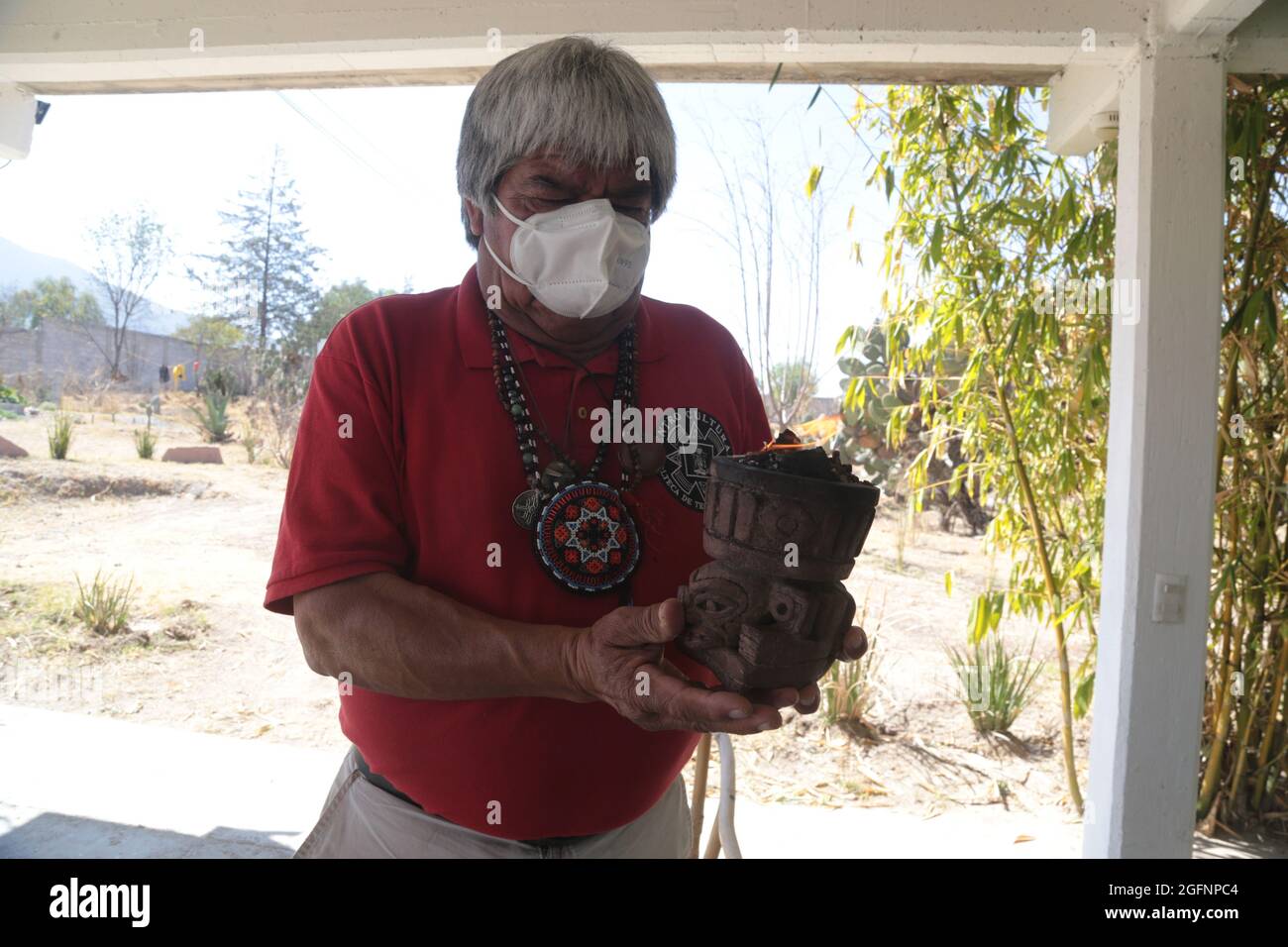 Non Exclusive: TEOTIHUACAN, MEXICO - AUGUST 26: A man performs a ritual ...