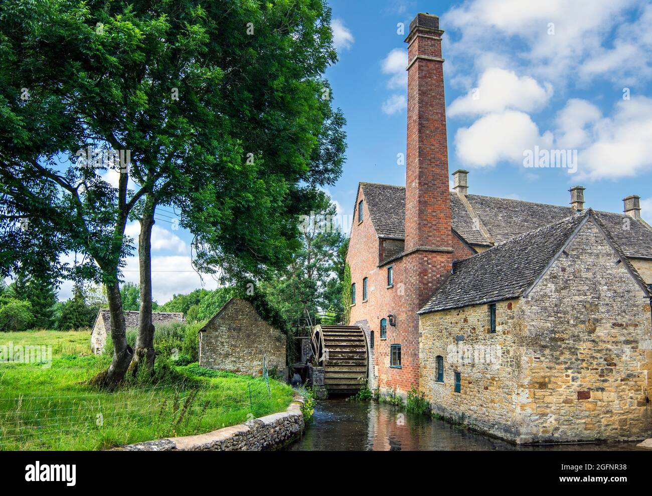 Old water mill at Lower Slaughter in the Cotswolds, England, UK Stock ...