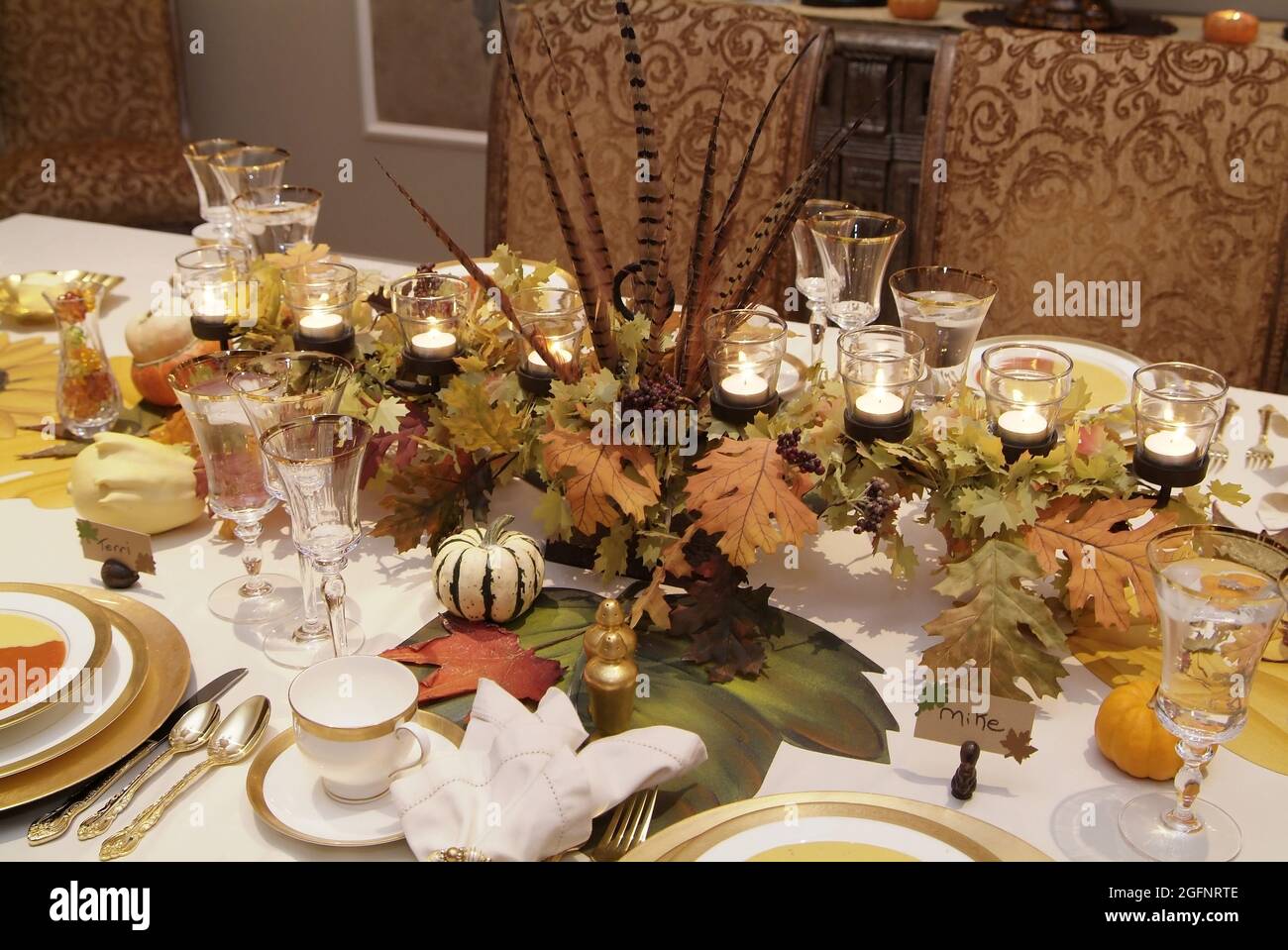 Thanksgiving holiday dinner table with different delicious meals in ...