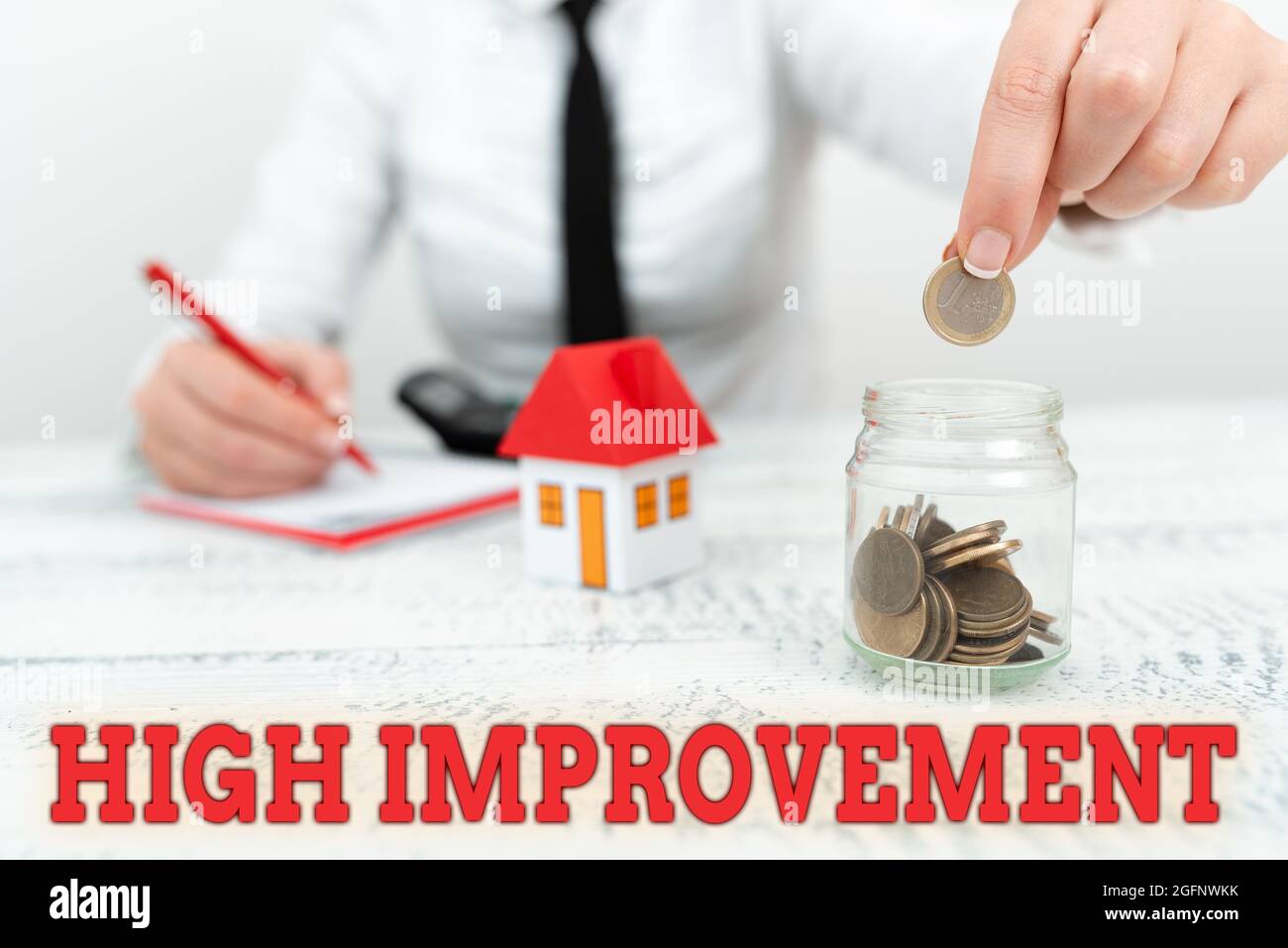 Text showing inspiration High Improvement. Concept meaning addition or ...