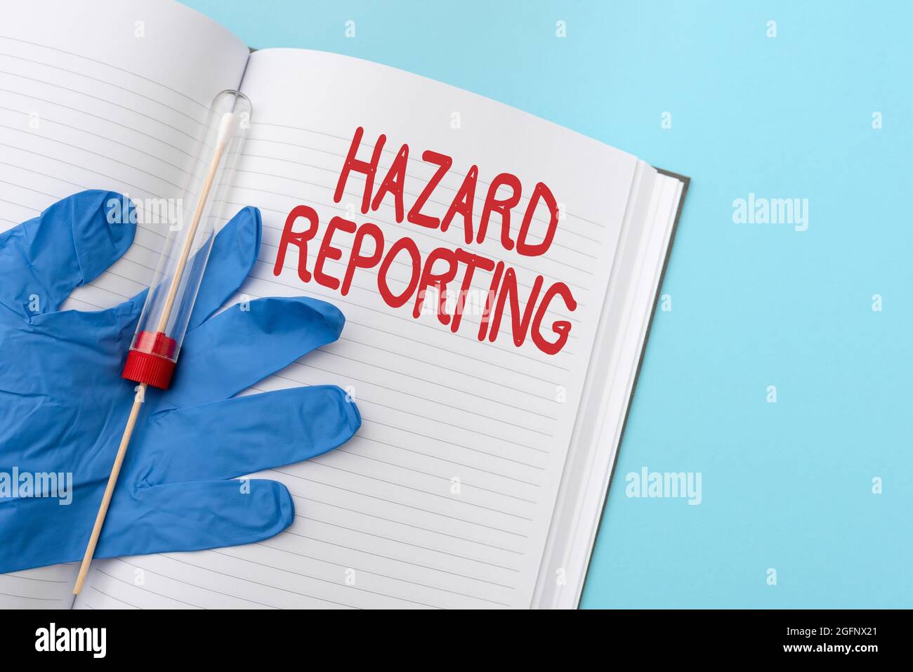 Text caption presenting Hazard Reporting. Conceptual photo account or ...
