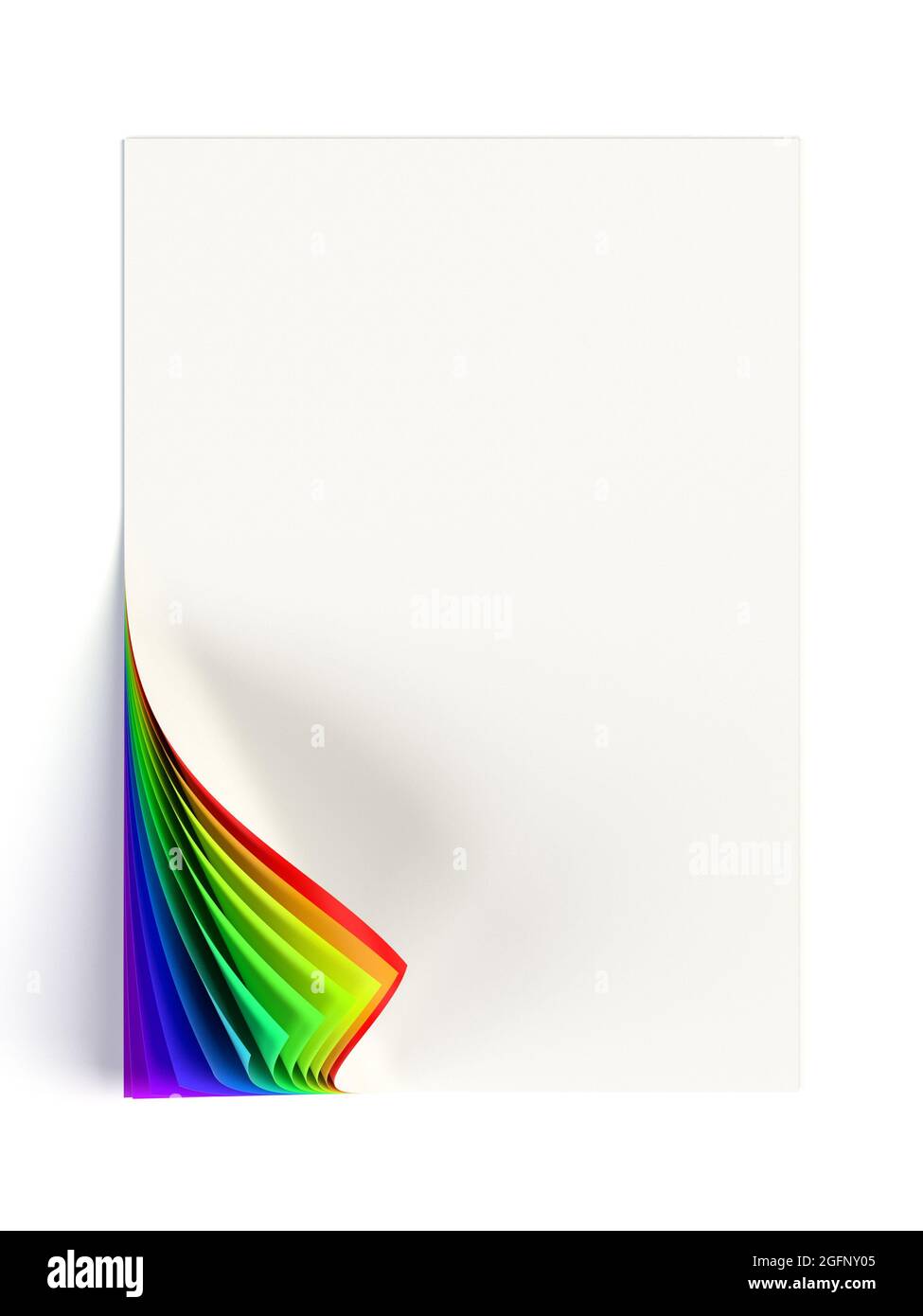 Rainbow colored curled corner on a blank document mock up Stock Photo ...