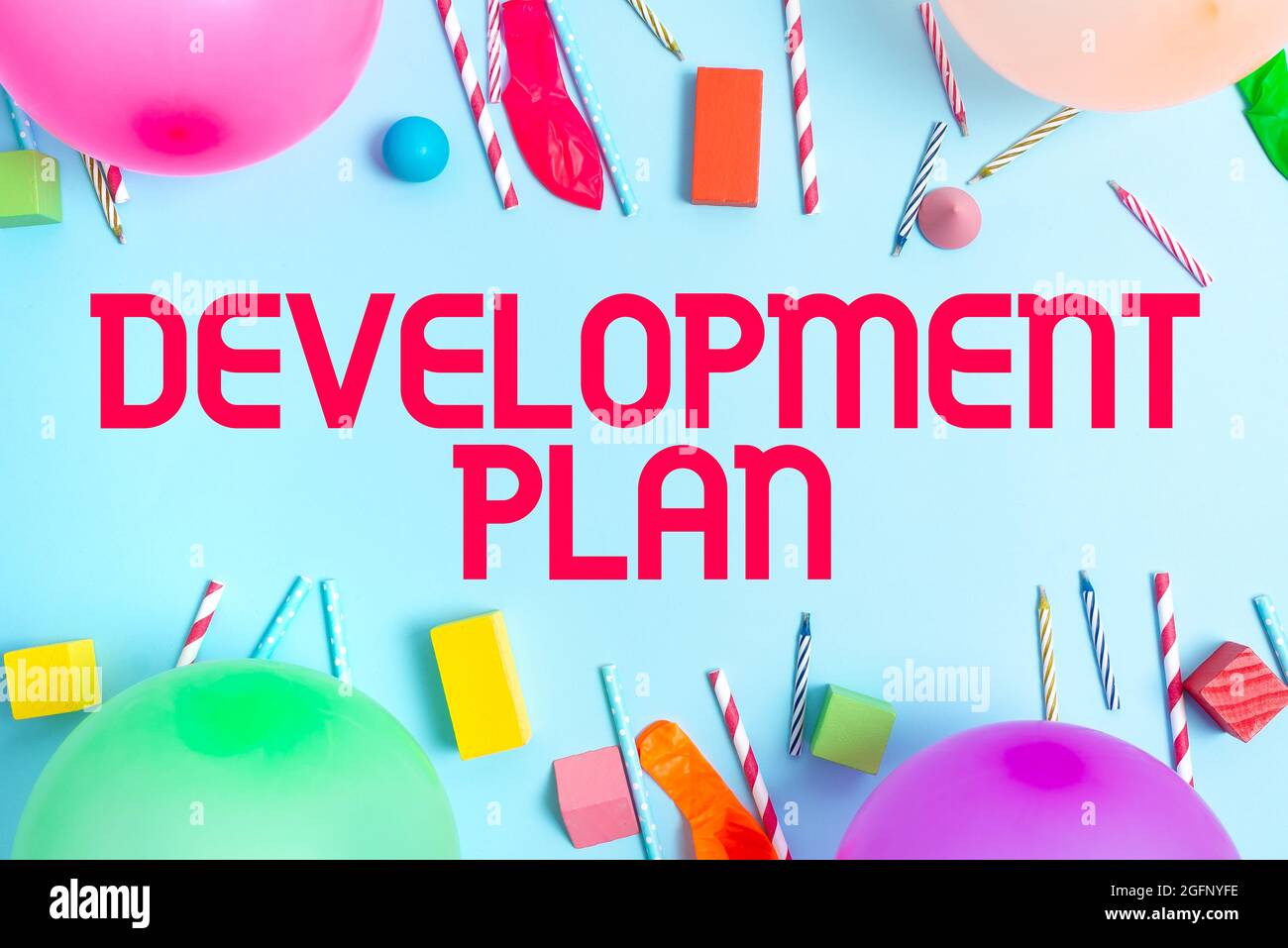 Text caption presenting Development Plan. Word for the planning of the ...