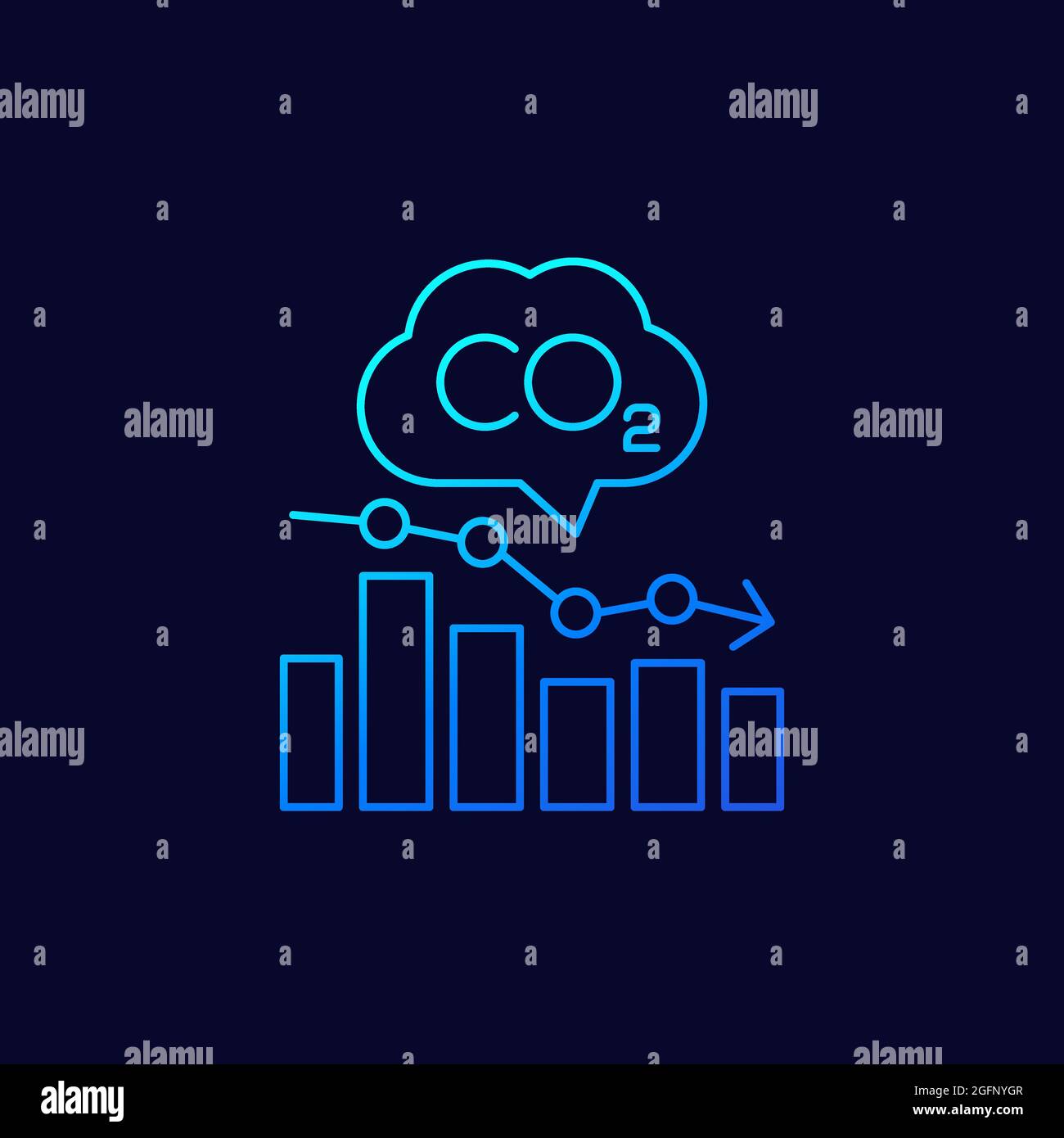 co2, carbon emissions levels chart linear icon Stock Vector Image & Art ...
