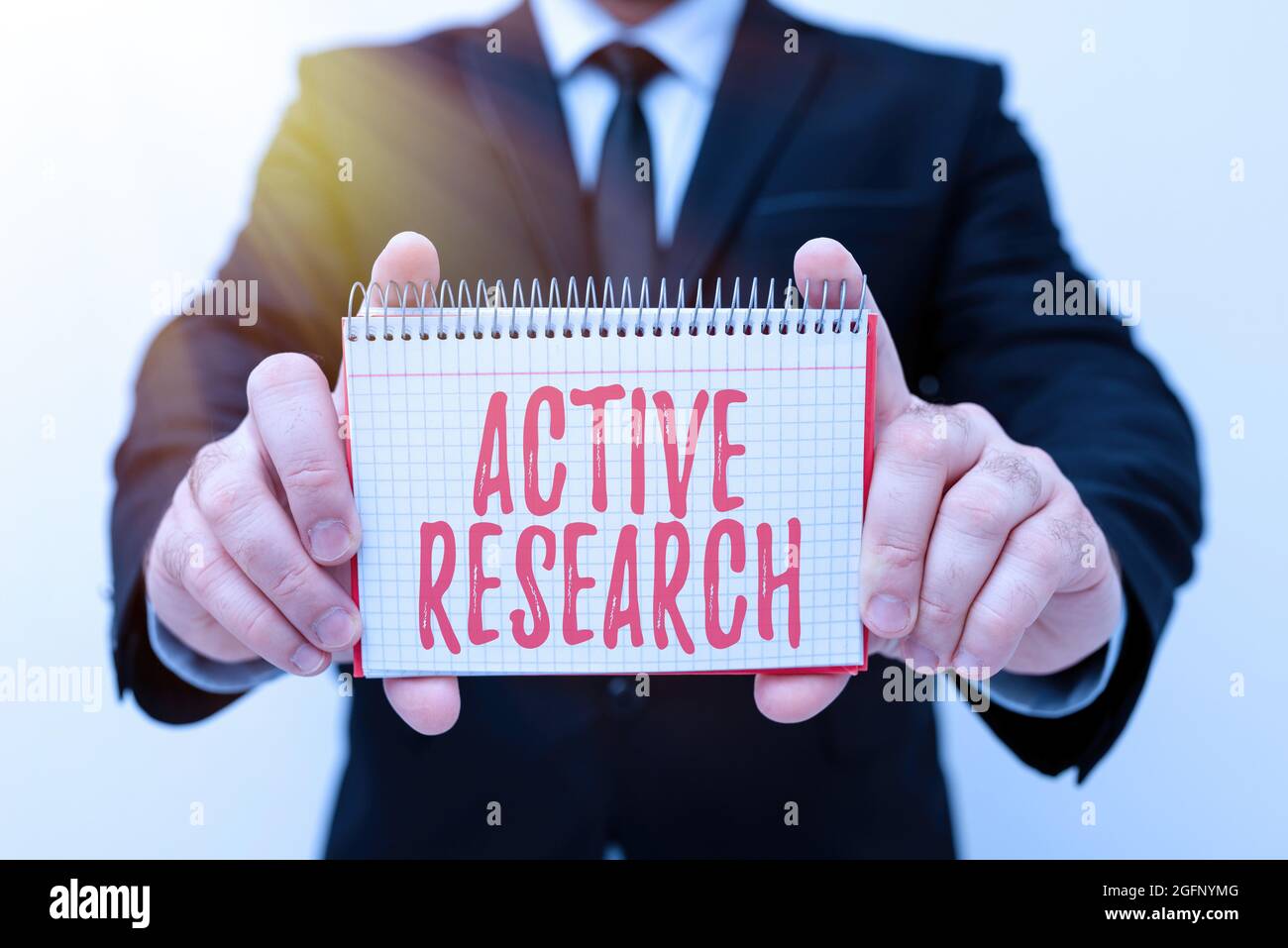 Text showing inspiration Active Research. Business overview Simultaneous process of taking ...