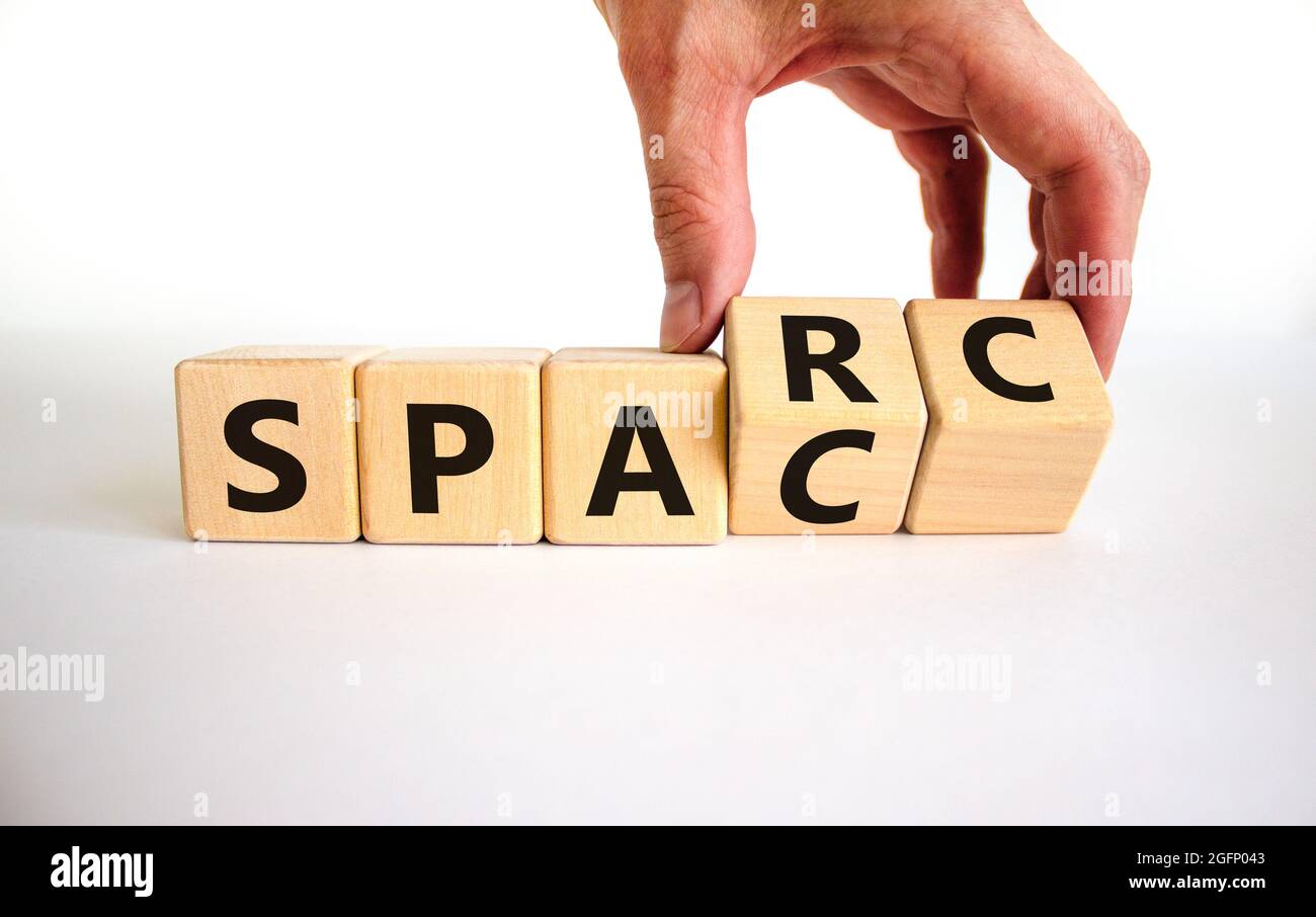 SPARC, special purpose acquisition rights company symbol. Cubes with ...
